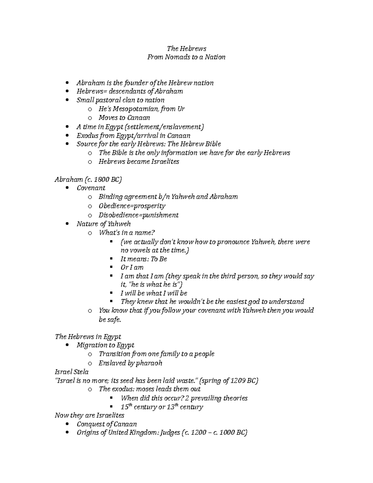section 1 part 6 - The Hebrews From Nomads to a Nation Abraham is the ...