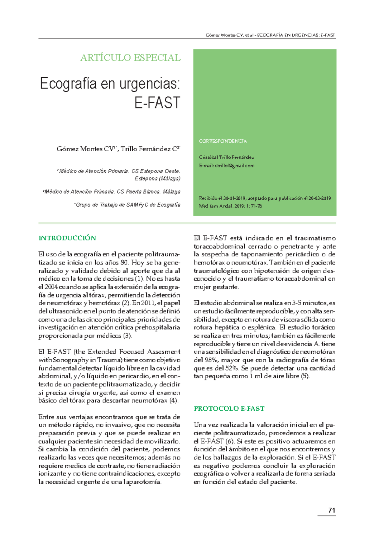 E FAST-1 - Cómo leer un E FAST-1 - Gómez Montes CV, et al - ECOGRAFÍA ...
