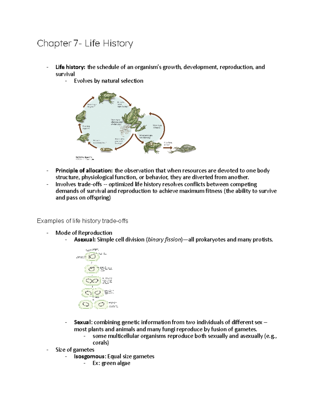 Chapter 7- Life History - Chapter 7- Life History Life history: the ...