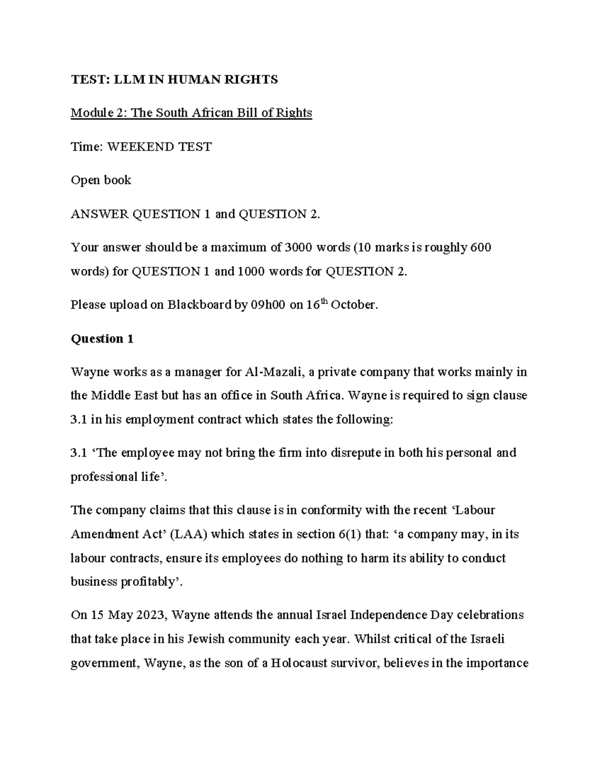 2023 LLM in Human Rights Test Module 2 - TEST: LLM IN HUMAN RIGHTS ...