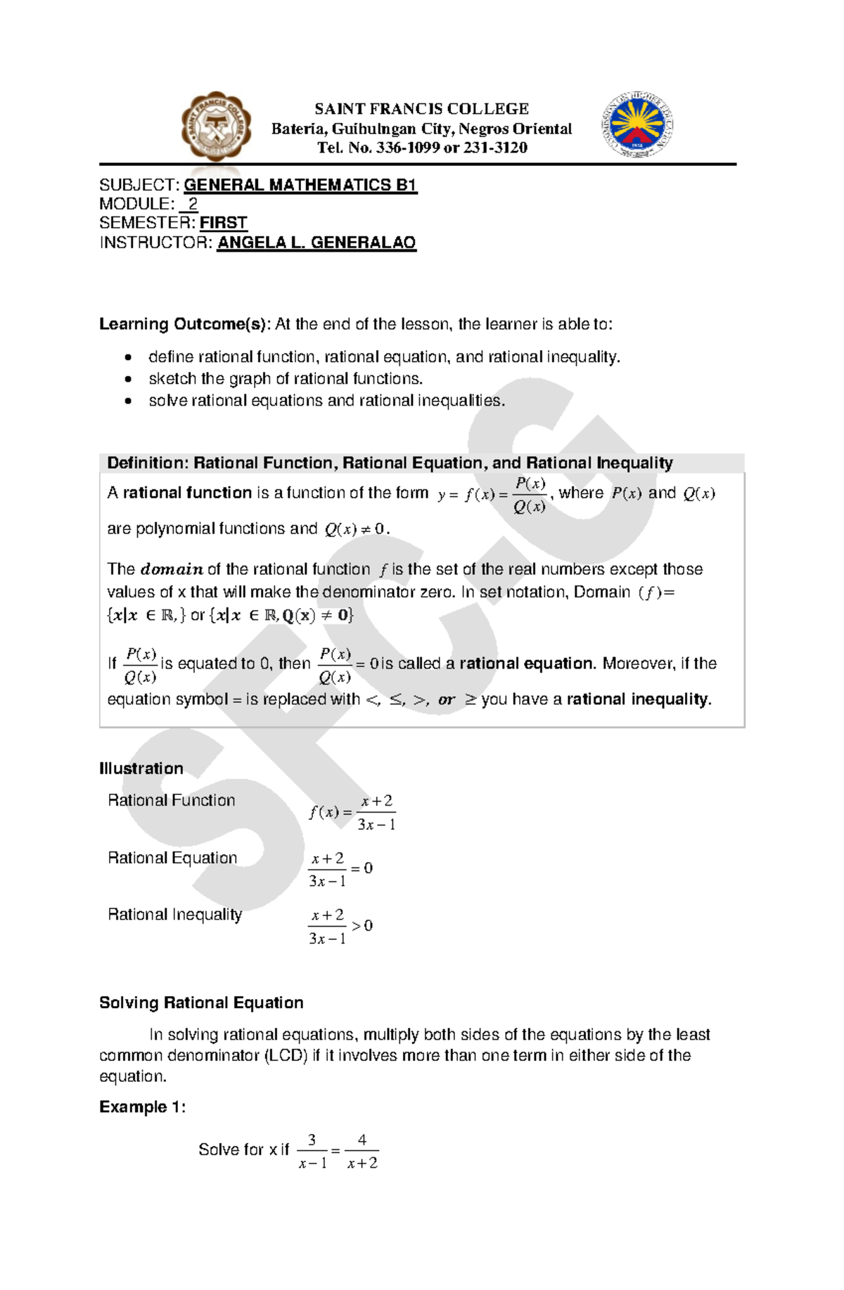 SFC GEN MATH M2 - Help you understand more about mathematics involving interest and function ...