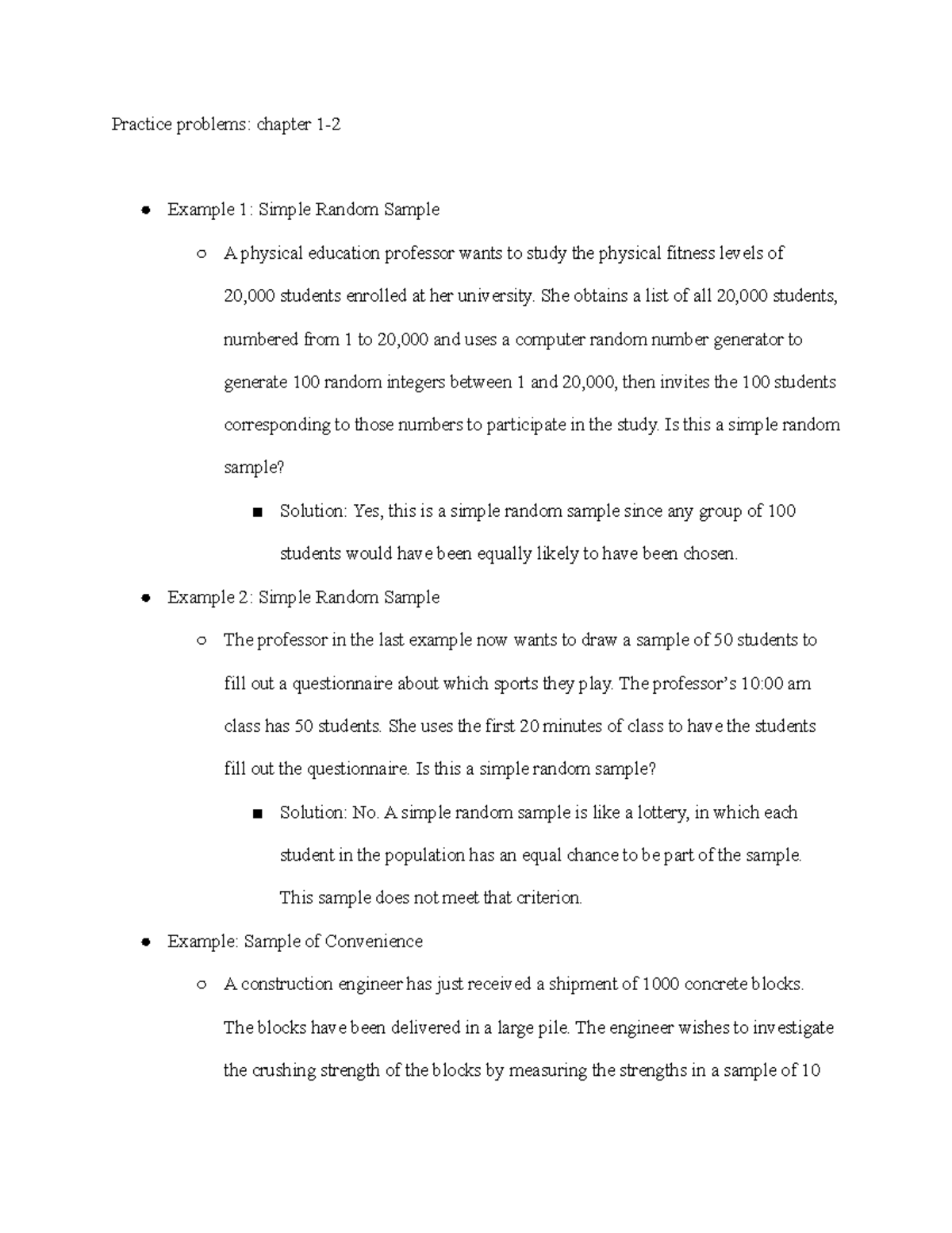 Practice problems ch 1-3 - Practice problems: chapter 1- Example 1 ...