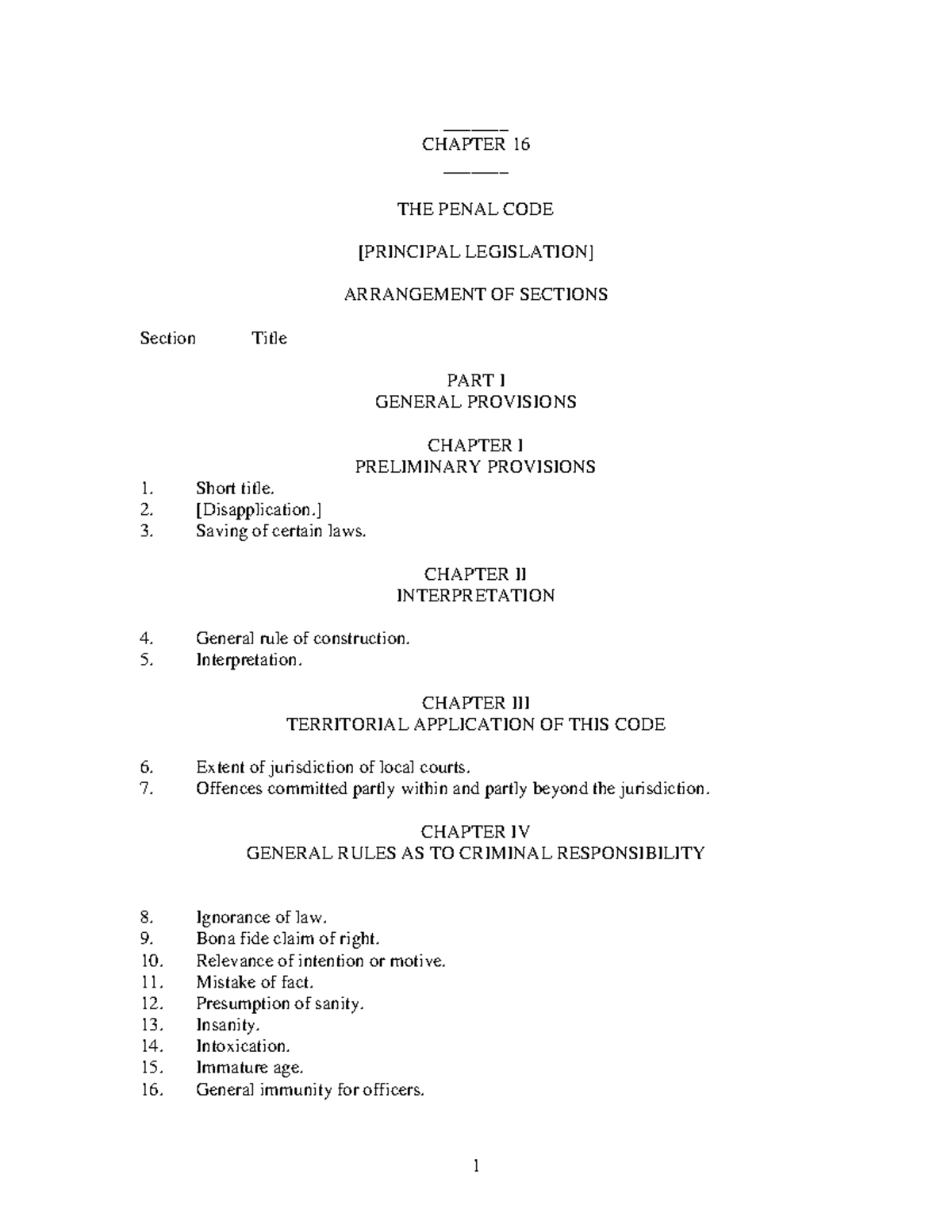 Chapter 16 - Lecture Notes - _______ CHAPTER 16 _______ THE PENAL CODE ...