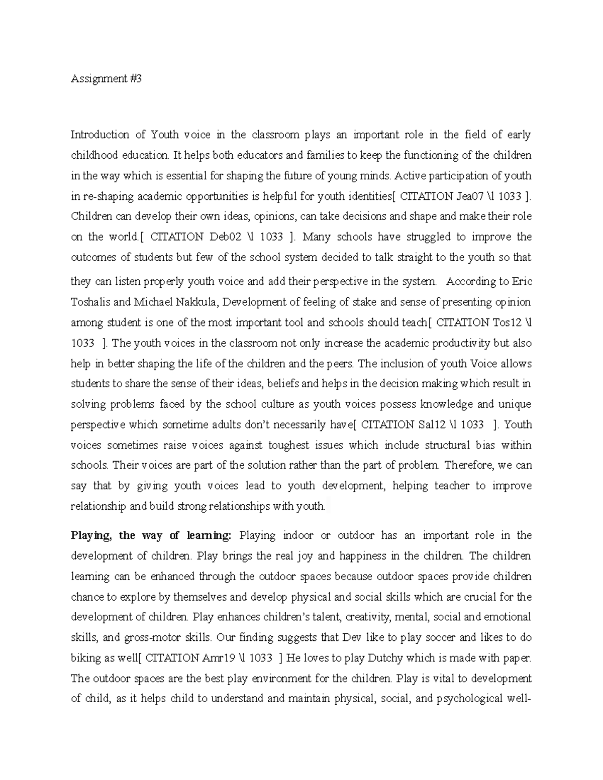 Finall aassingment 3 - Child development assignment - Assignment ...