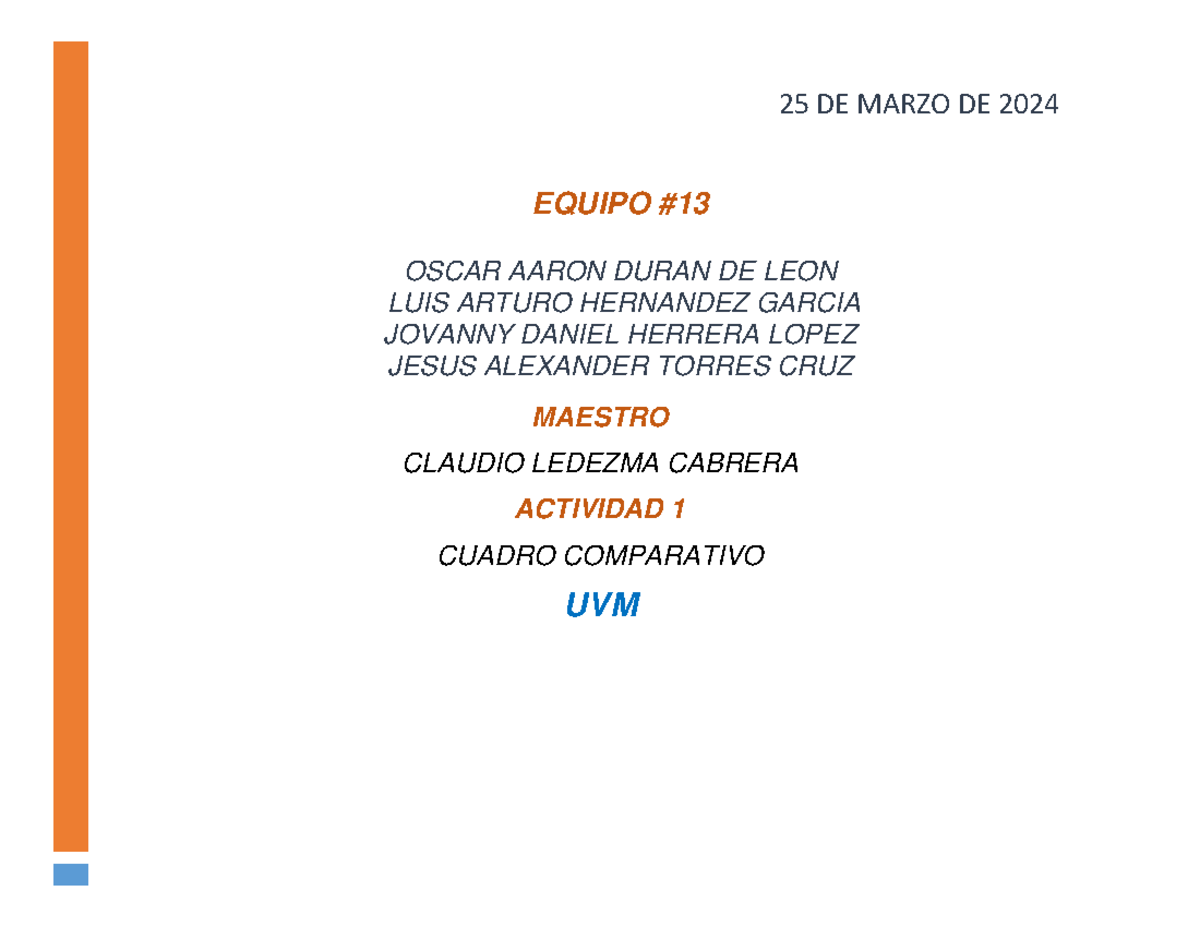 A1 EQ#13 - actividad 1 - MAESTRO CLAUDIO LEDEZMA CABRERA ACTIVIDAD 1 ...
