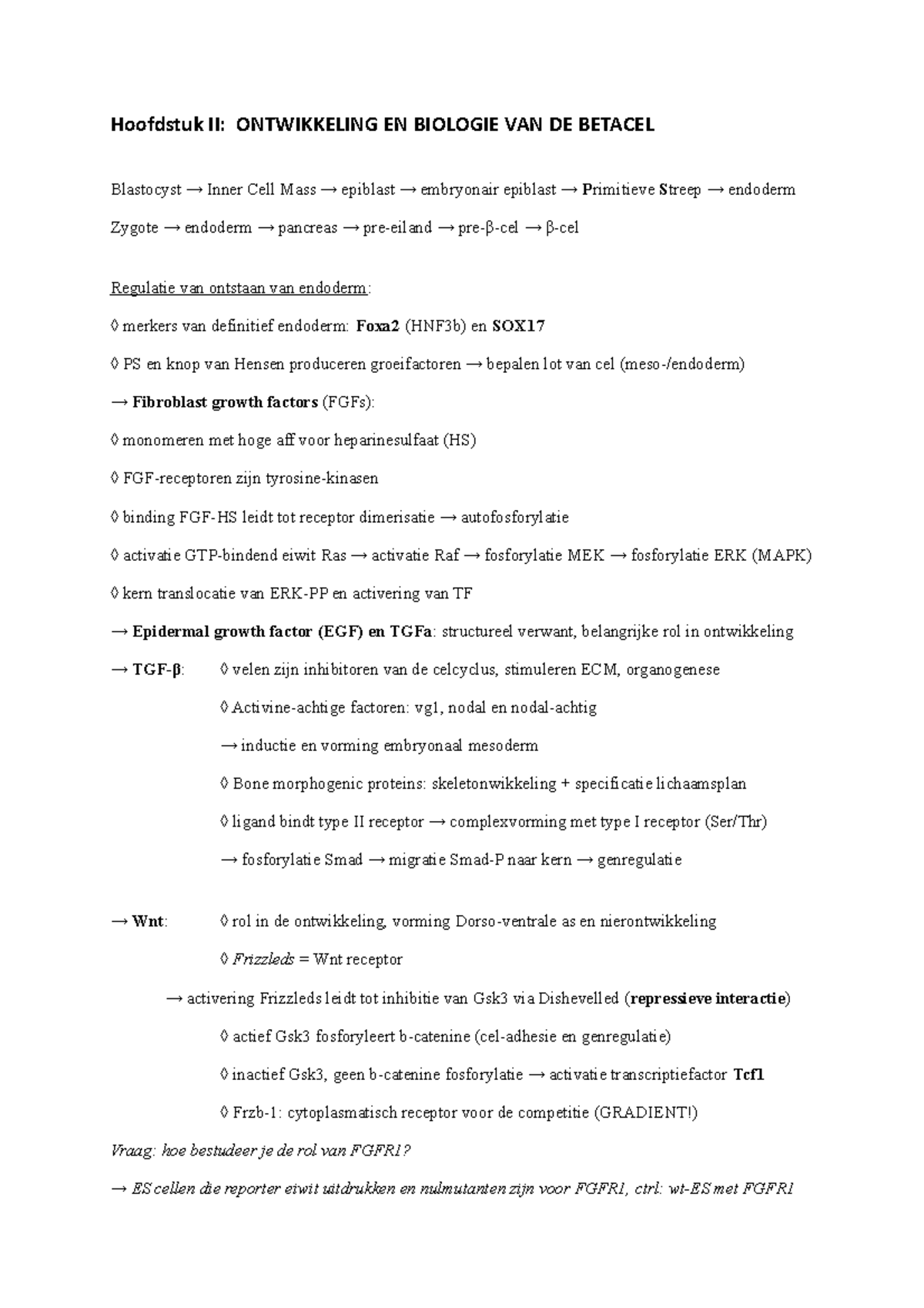 ECMB-III Samenvatting - Hoofdstuk II: ONTWIKKELING EN BIOLOGIE VAN DE ...