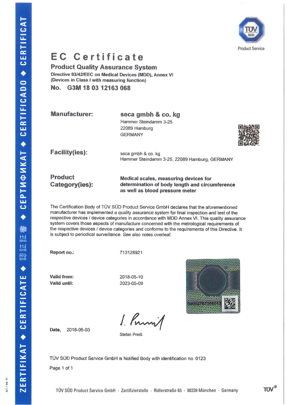 Certificado CE Product-Quality-Assurance-Certificate - EC Certificate ...