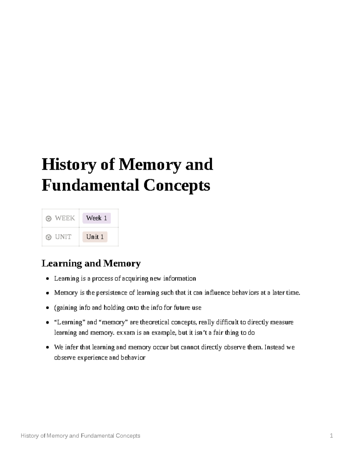 History Of Memory And Fundamental Concepts History Of Memory And Fundamental Concepts Week 