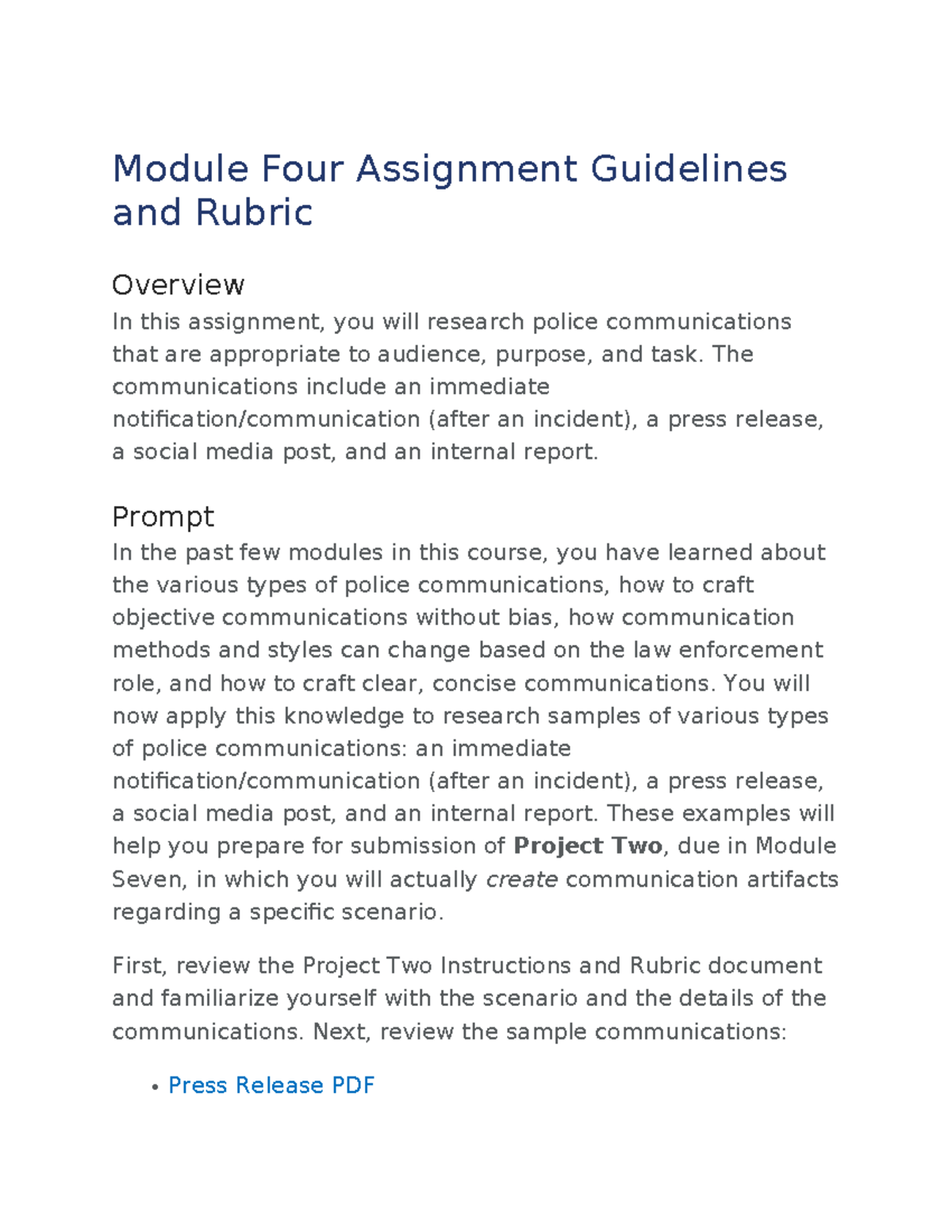 Module Four Assignment Guidelines And Rubric Module Four Assignment Guidelines And Rubric