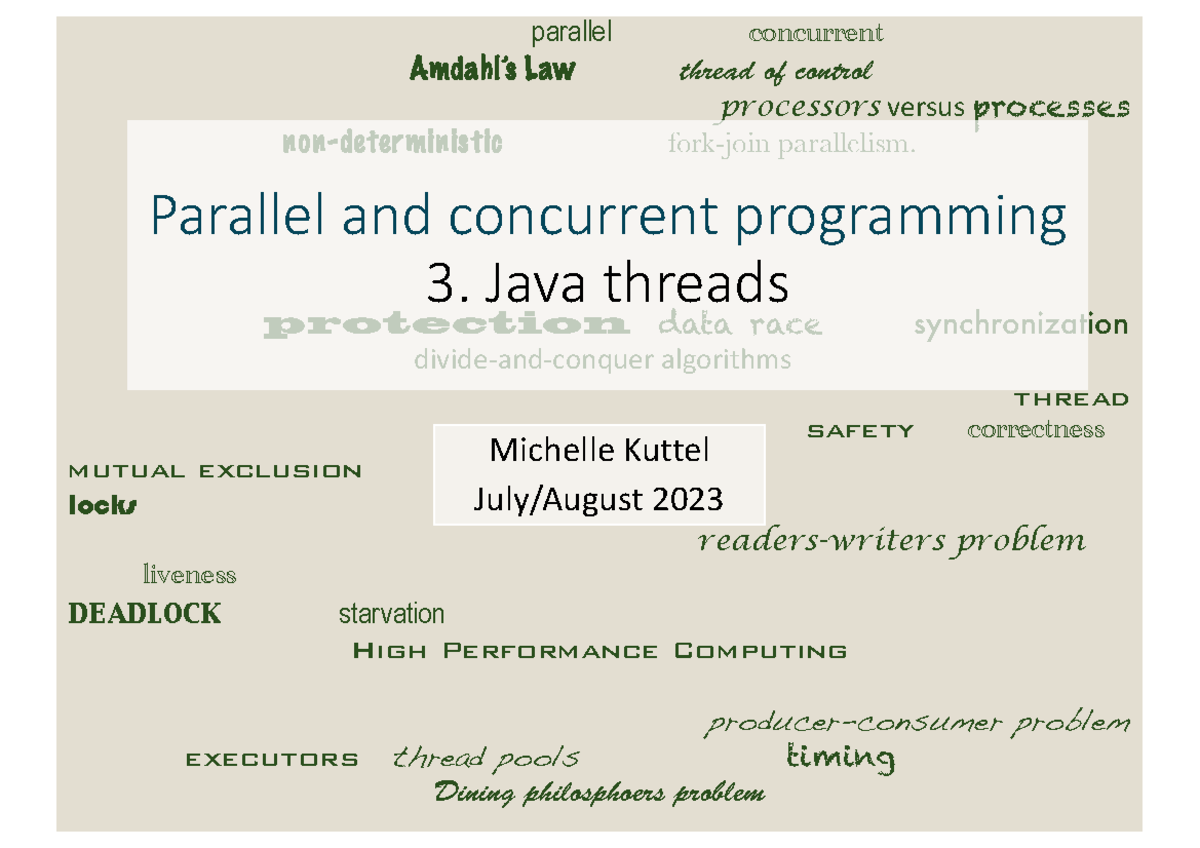 PCP 2023 3 Java Threads - parallel concurrent Amdahl’s Law thread of control processors versus ...