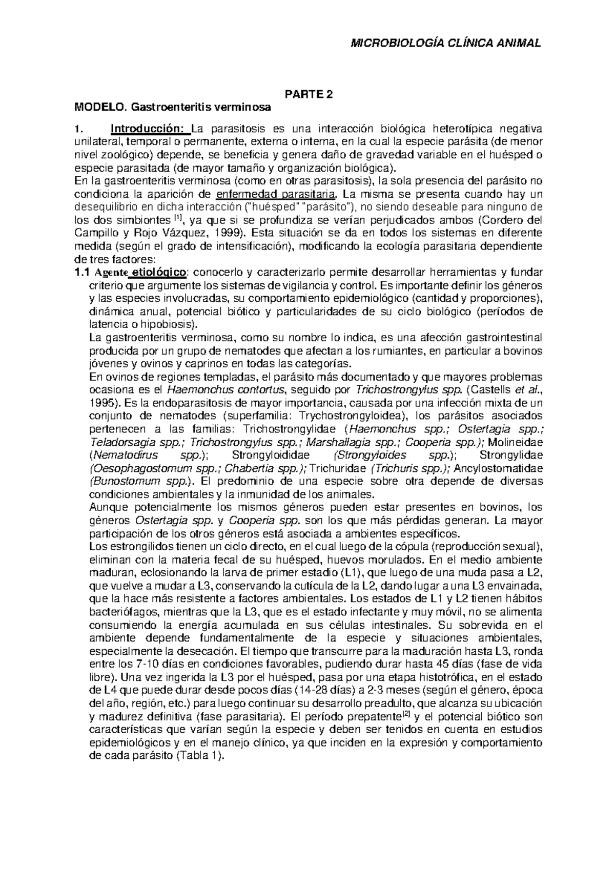 Parasitosis del tracto gastroenterico de los rumiantes - PARTE 2 MODELO ...