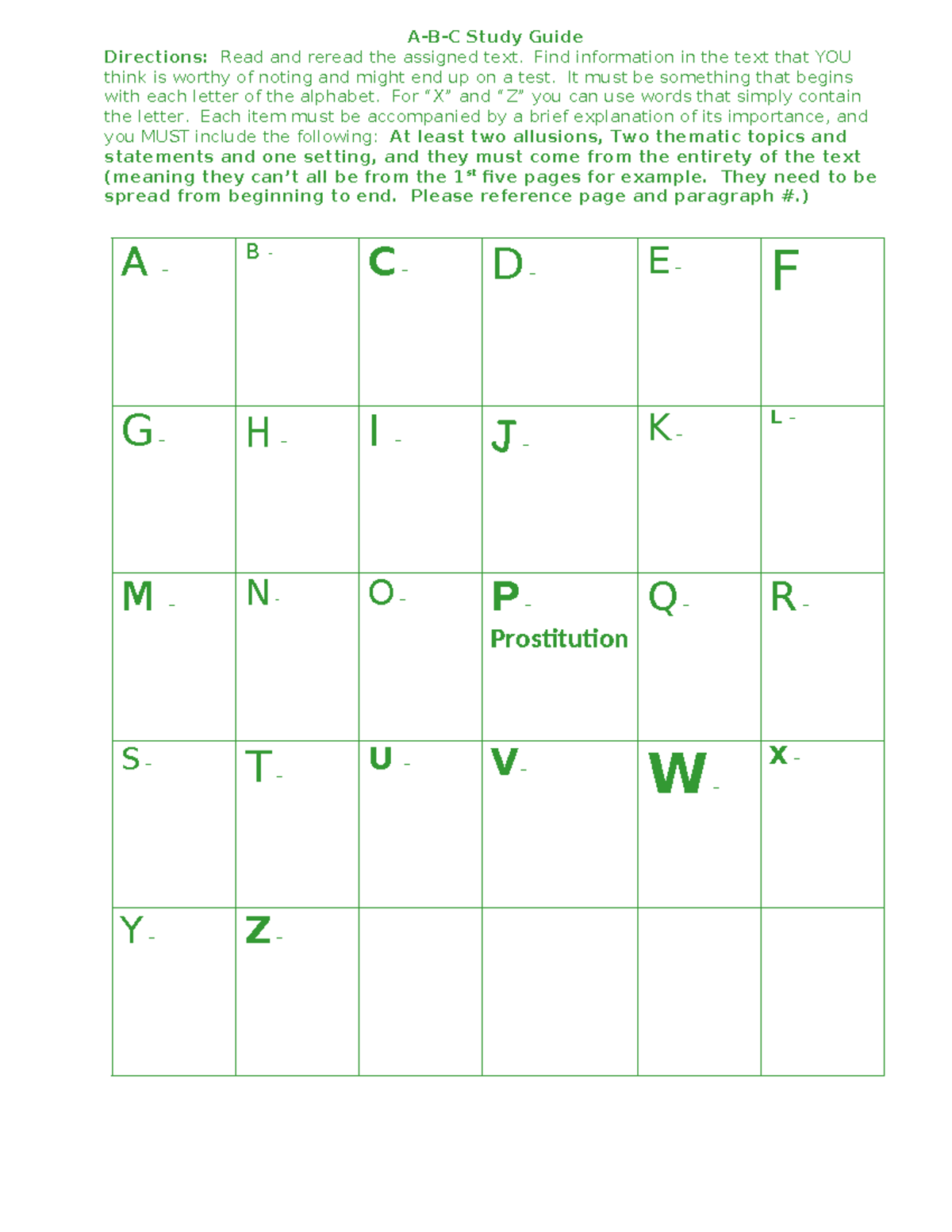 Abcstudyguide 1 - study - A – B - C – D – E – F G – H – I – J – K – L ...