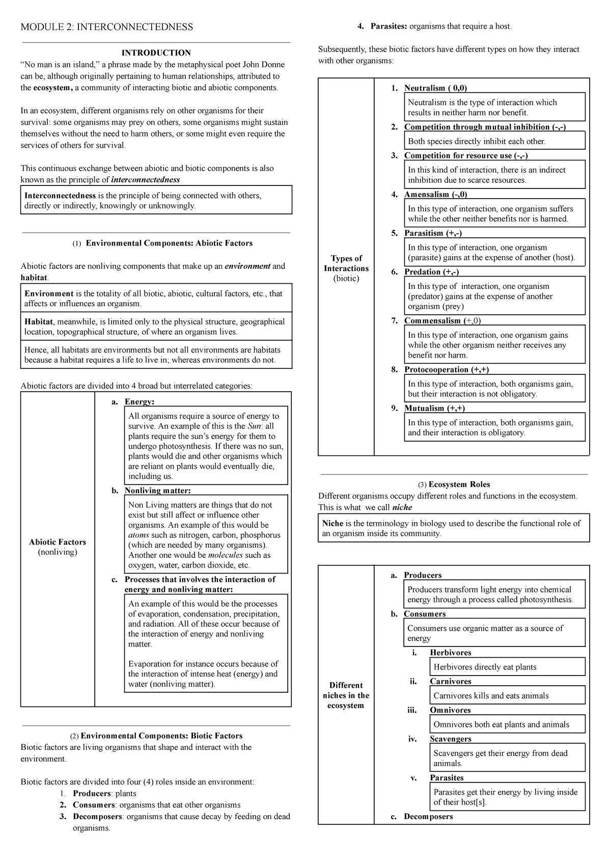Environmental Science: Interconnectedness - MODULE 2 ...