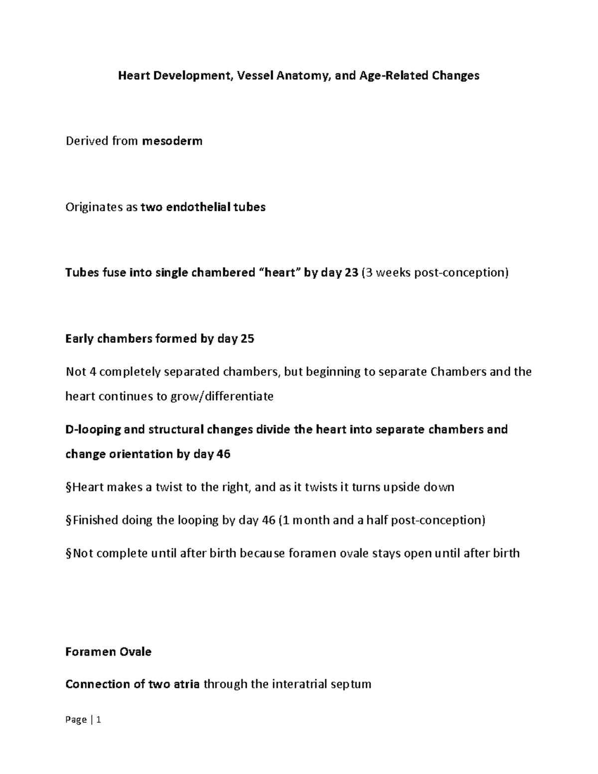 Heart Development, Vessel Anatomy, and Age-Related Changes ...