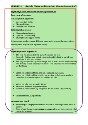 Lecture 7 - Behaviour Change - Behaviour Change, Attitudes and ...