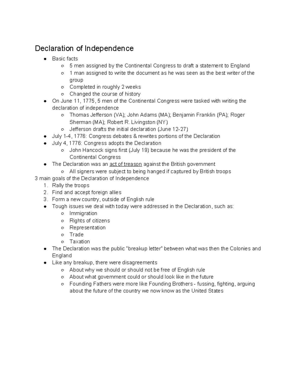 Declaration of Independence - Livingston (NY) Jefferson drafts the ...