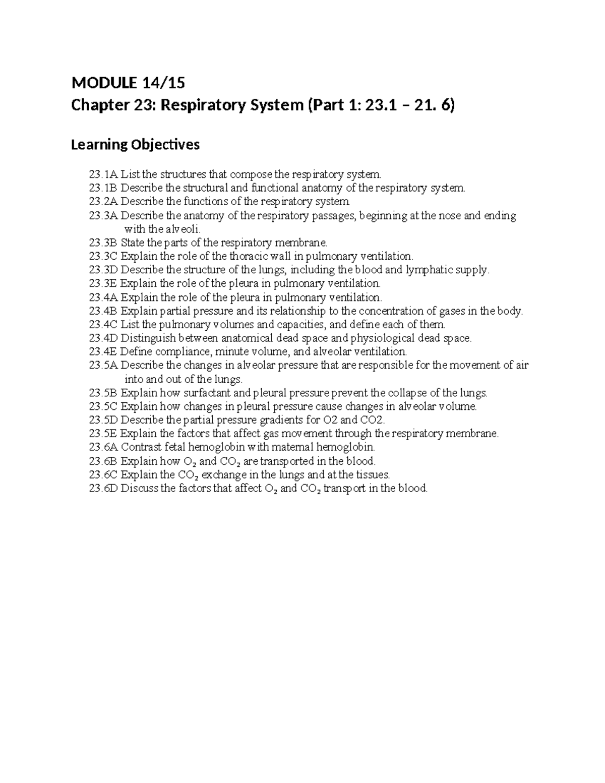 Chapters 23.1-23.6 Learning Objectives - MODULE 14/ Chapter 23 ...