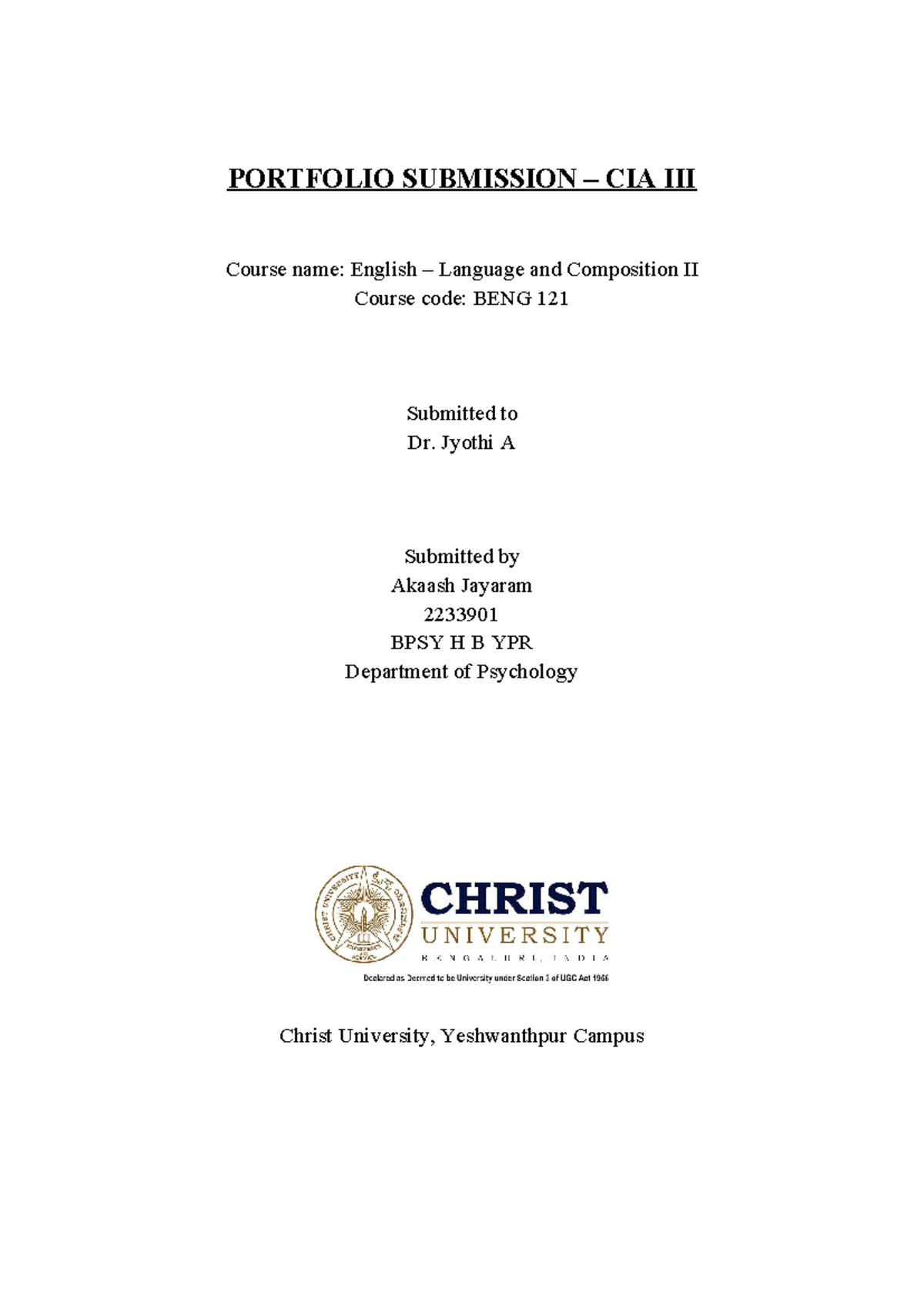 CIA 3 Portfolio - it is one of the assignments (smiley face, wink wink ...