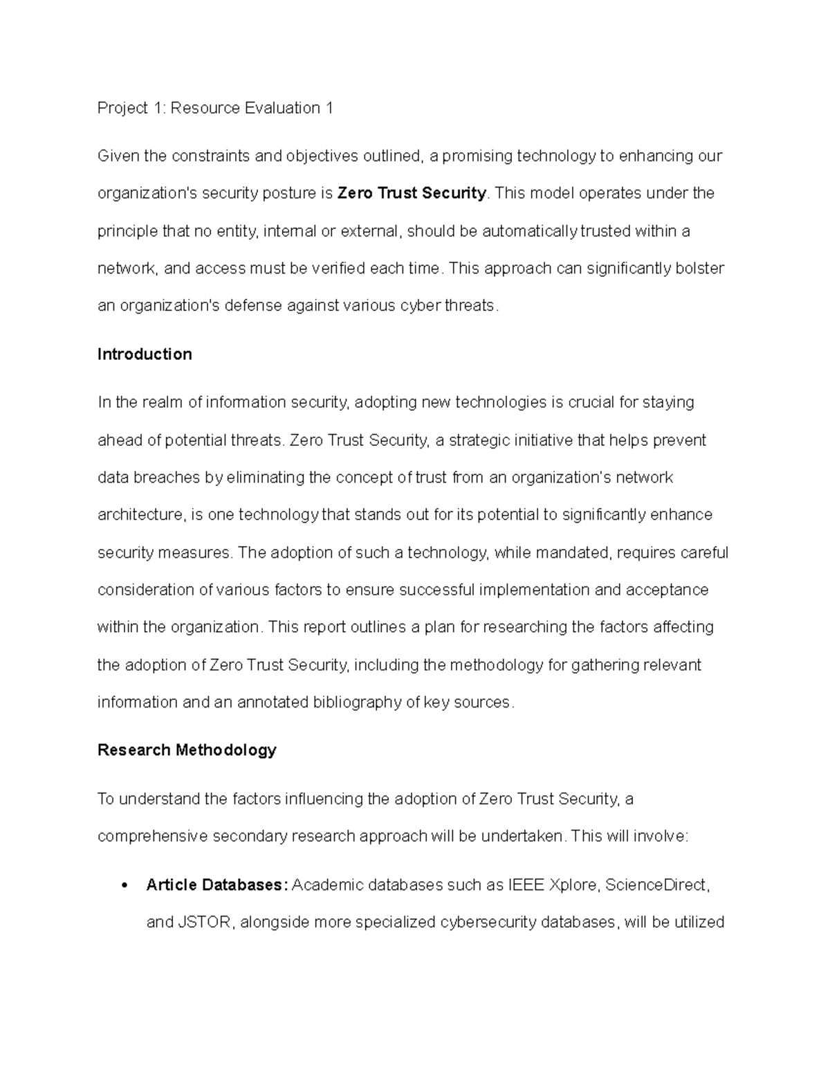 Project 1 Resource Evaluation 1 - Project 1: Resource Evaluation 1 ...