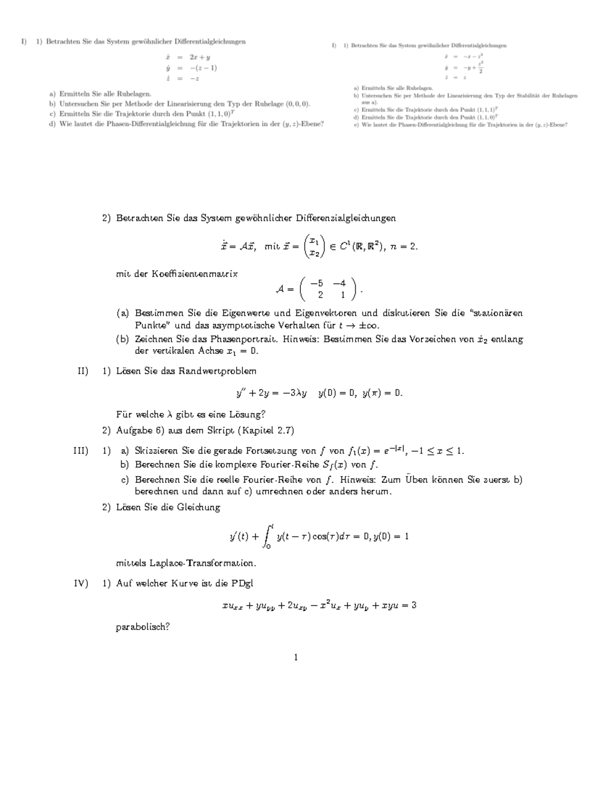 AL PK 1 - Old exam for Höhere Mathematik und Grundlagen der Numerik - I ...