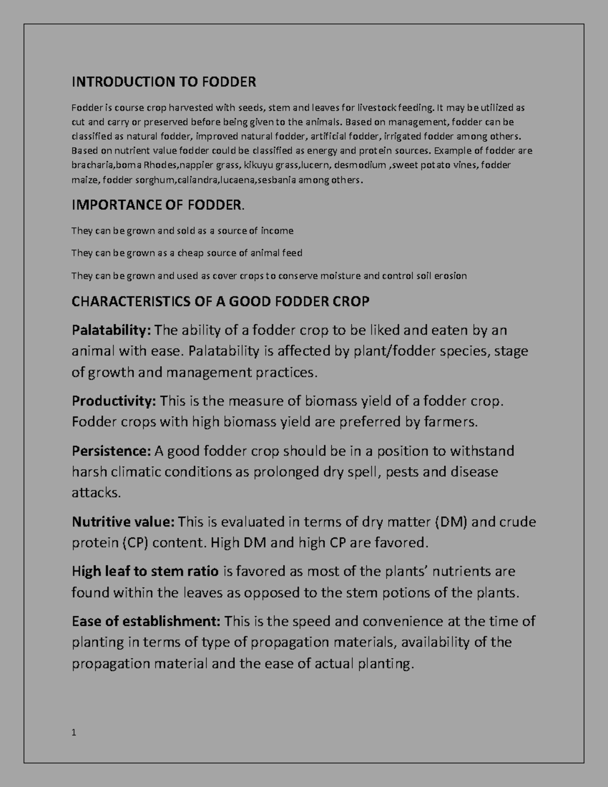 Fodder Production 5 - INTRODUCTION TO FODDER ####### Fodder is course ...