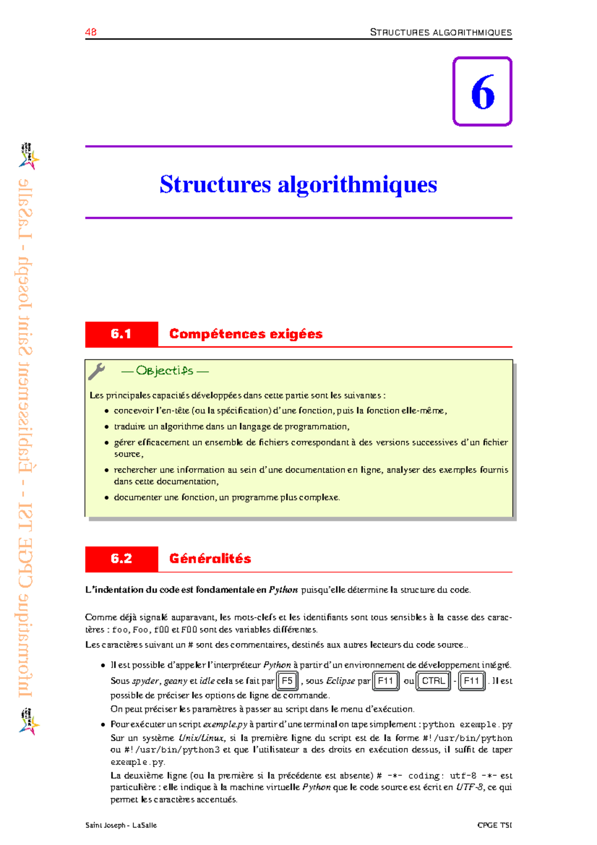 Structures algorithmique - Informatique CPGE TSI - Établissement Saint Joseph - LaSalle 48 - Studocu