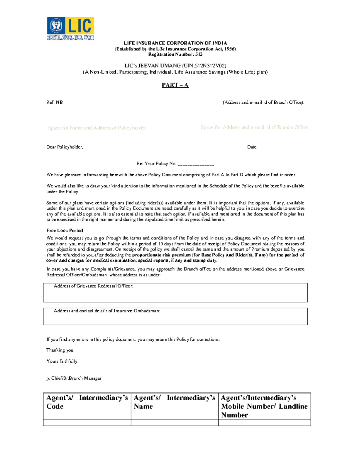 Final-Policy-Doc LIC-s-Jeevan-Umang - LIFE INSURANCE CORPORATION OF ...