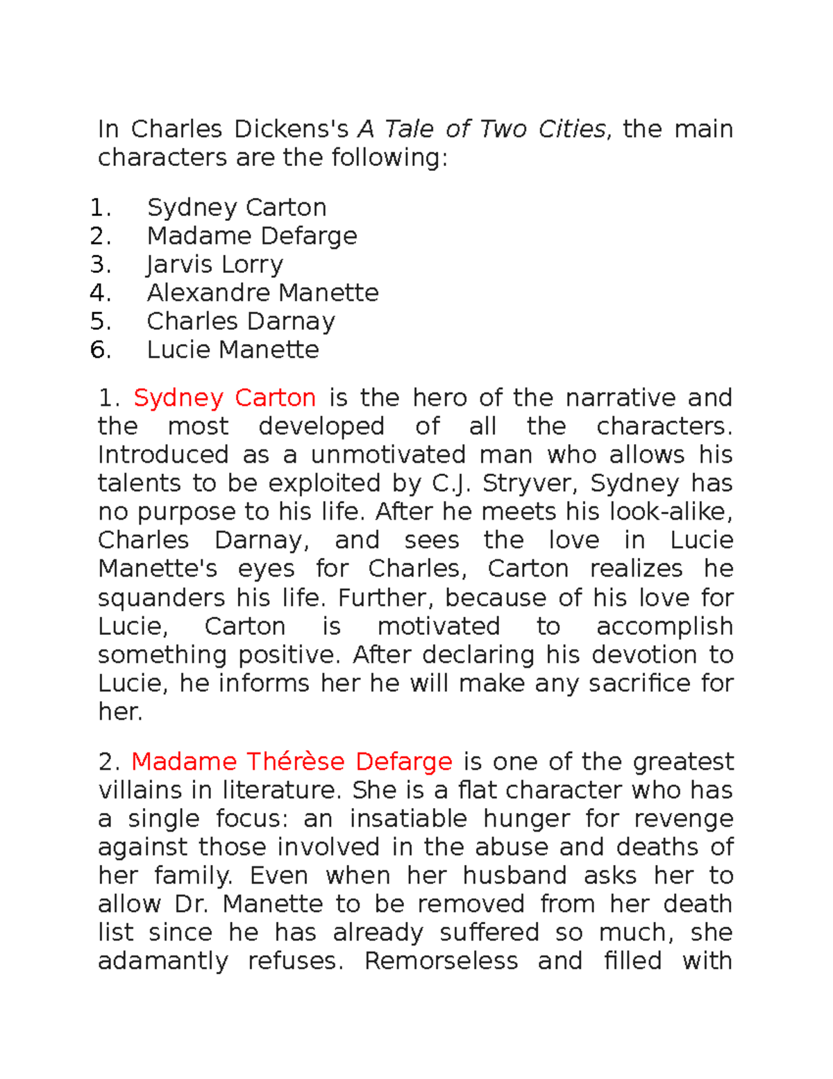 A Tale of Two Cities - English literature notes - The Cambridge ...