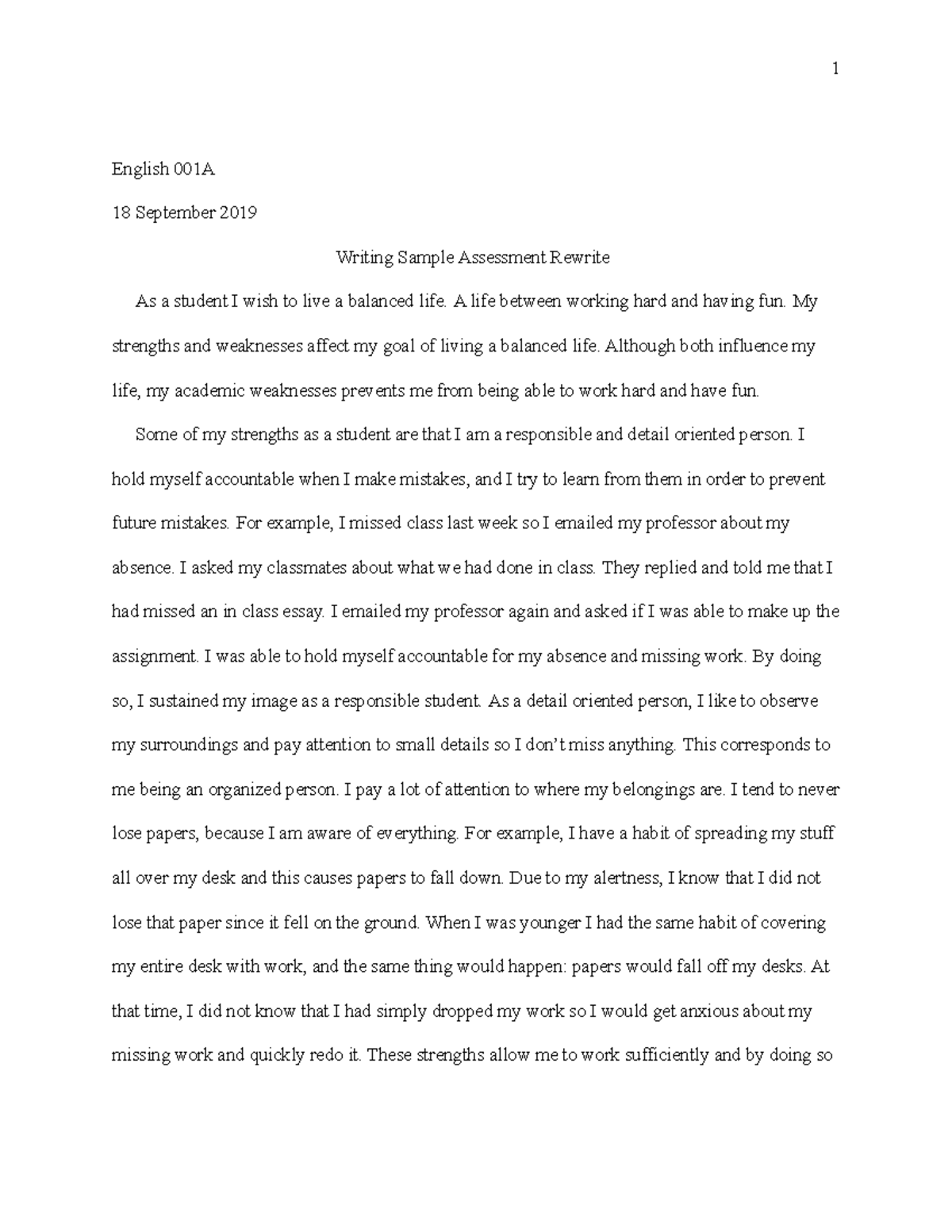 Copy of English 001A 9 12 2019 - 1 English 001A 18 September 2019 ...