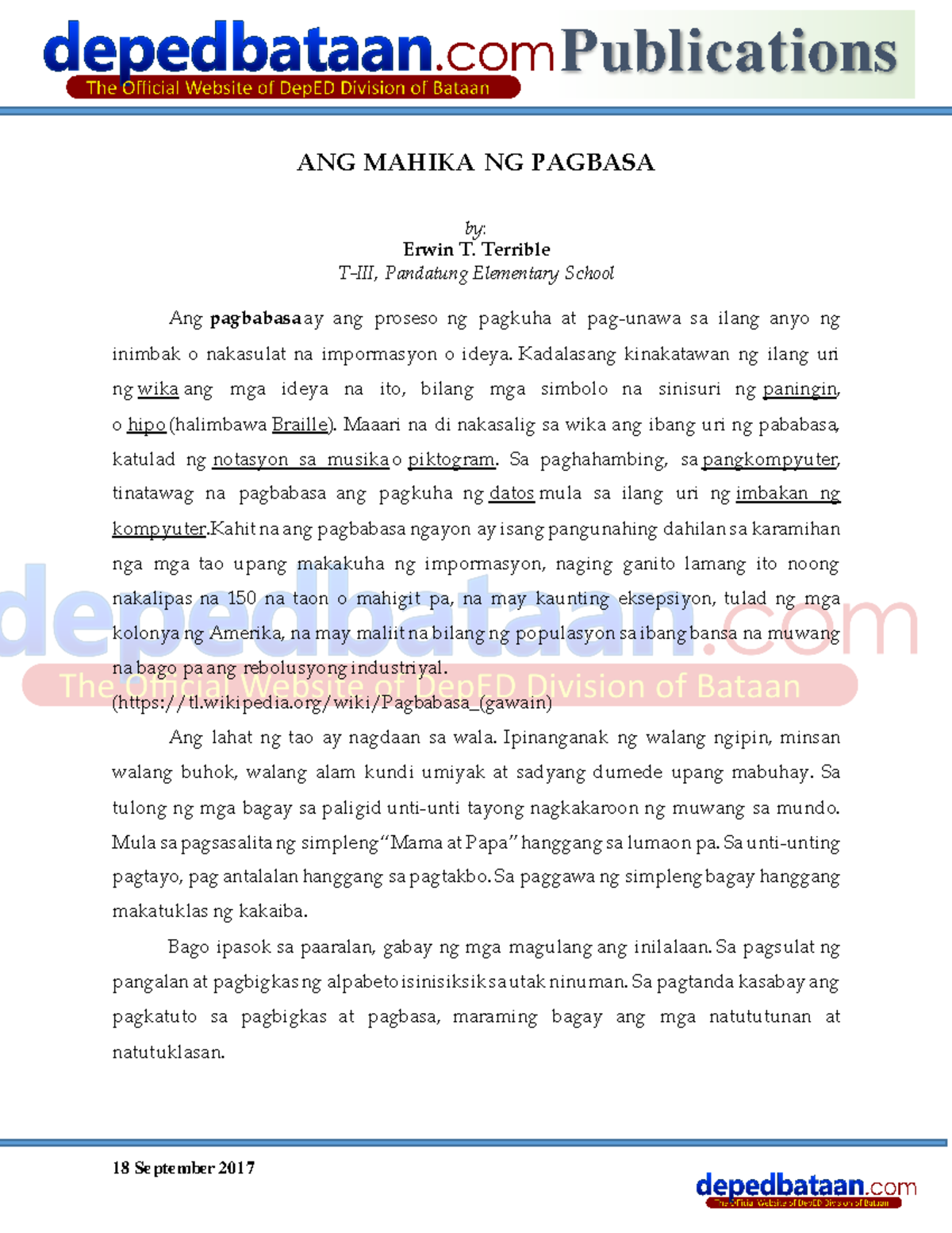 Ang mahika ng pagbasa - Studocu