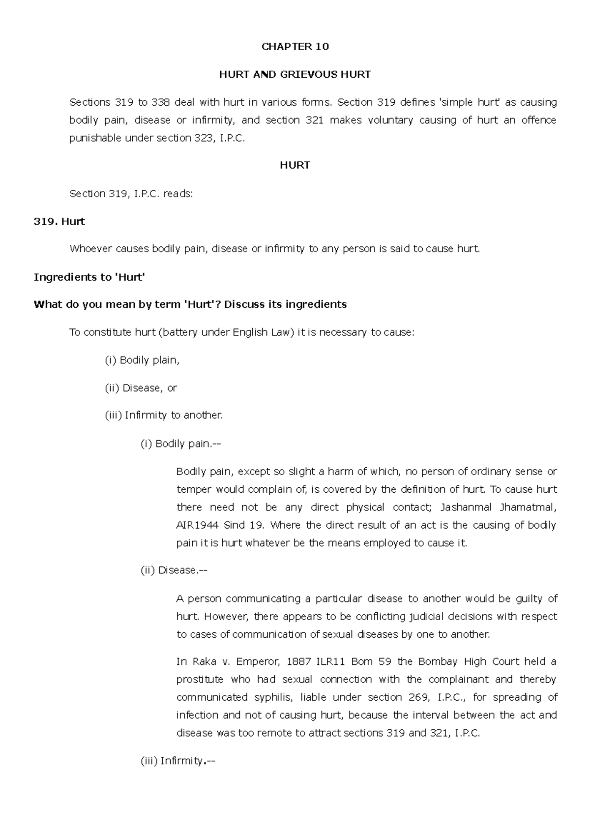 Hurt and Grievous Hurt - CHAPTER 10 HURT AND GRIEVOUS HURT Sections 319 ...