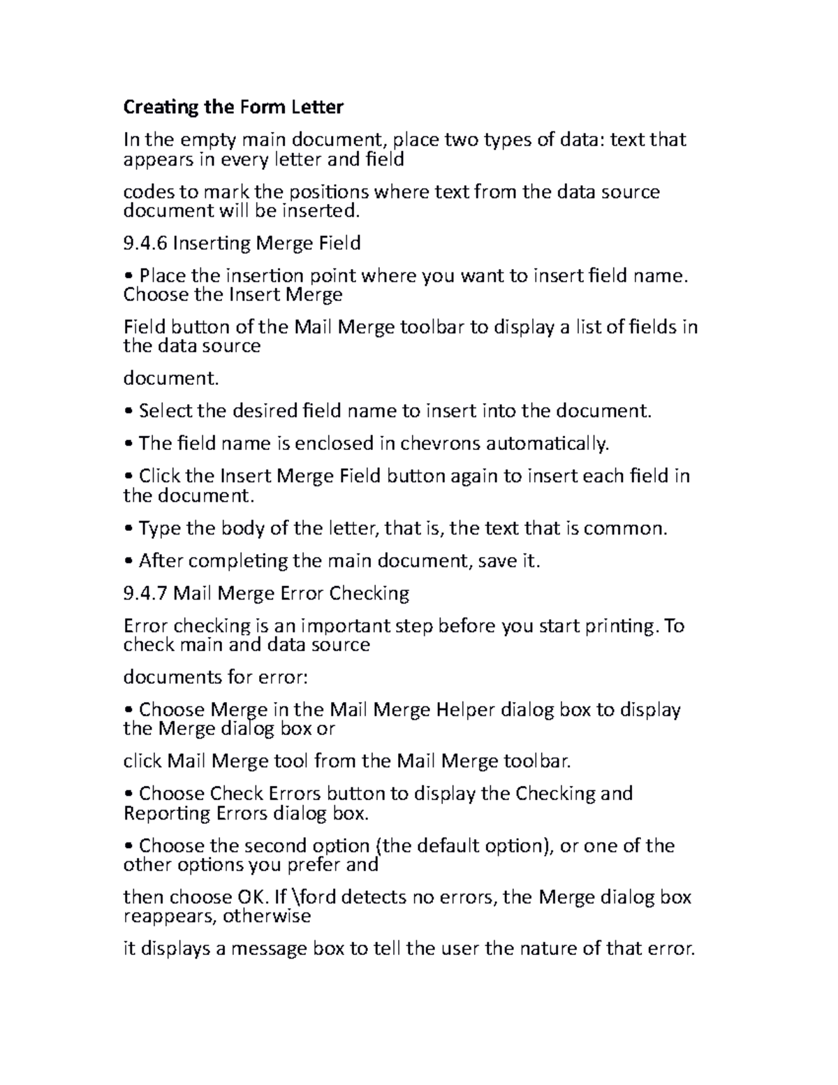 Creating the Form Letter notes - Creating the Form Letter In the empty ...