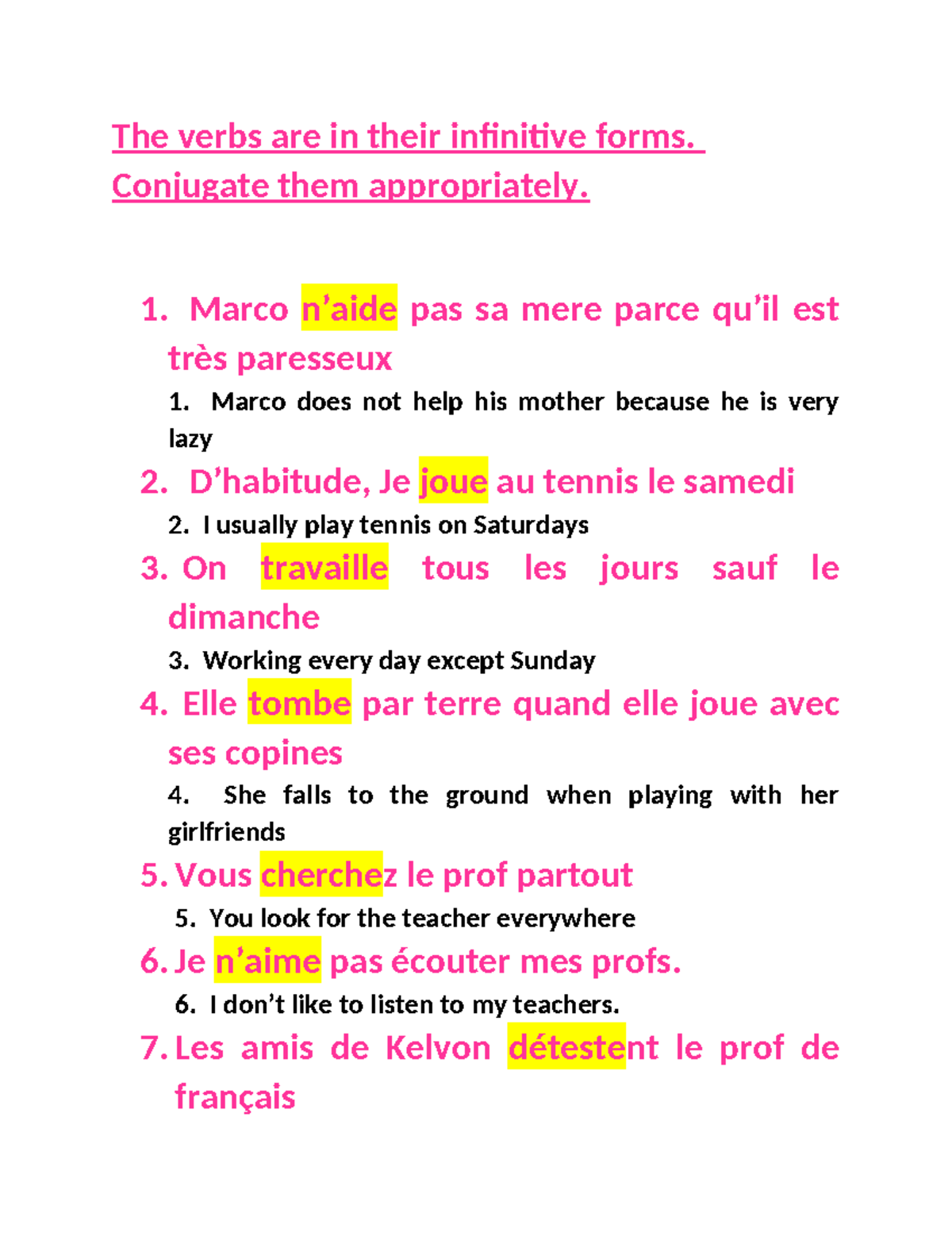 ER Verbs- Worksheet-2 - ................. - The verbs are in their ...