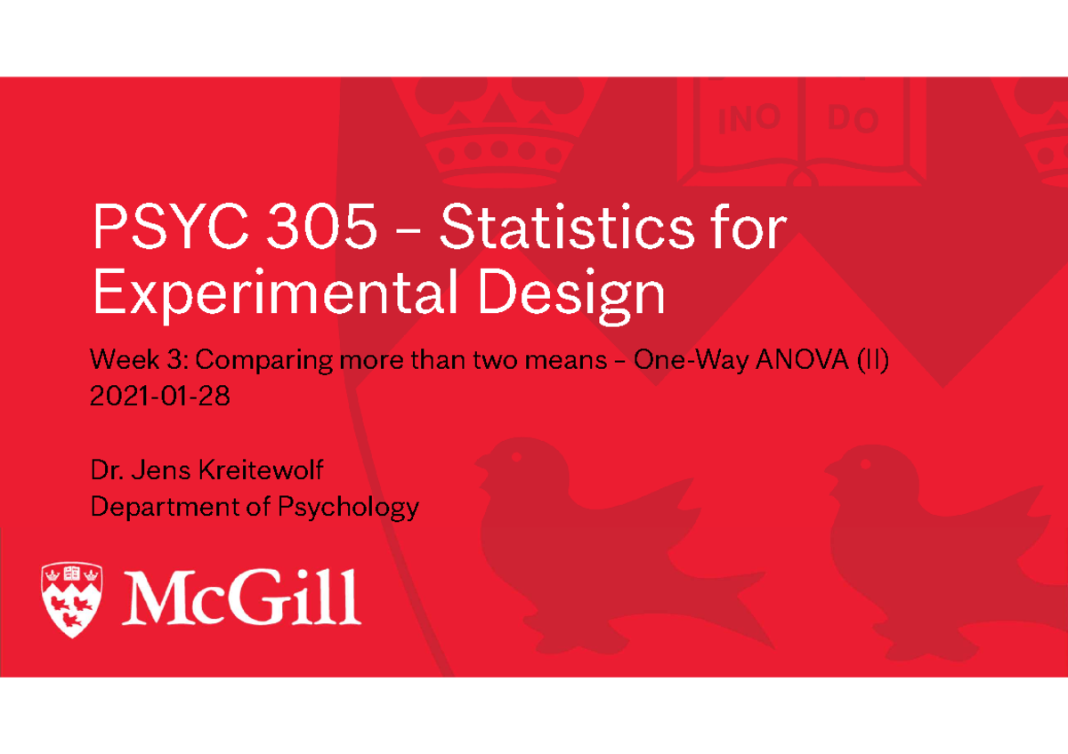 PSYC305 Winter 2021 W03 lec 2, professor - PSYC 305 –Statistics for ...