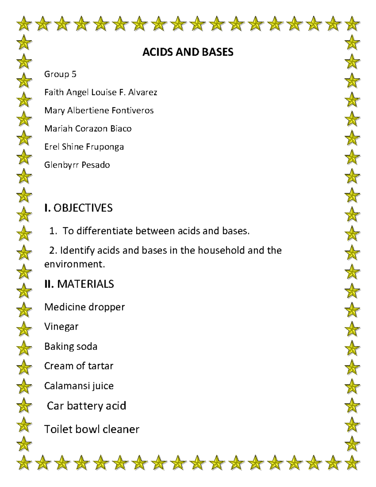 Acids AND Bases - APPLIED CHEMISTRY 9 - ACIDS AND BASES Group 5 Faith ...