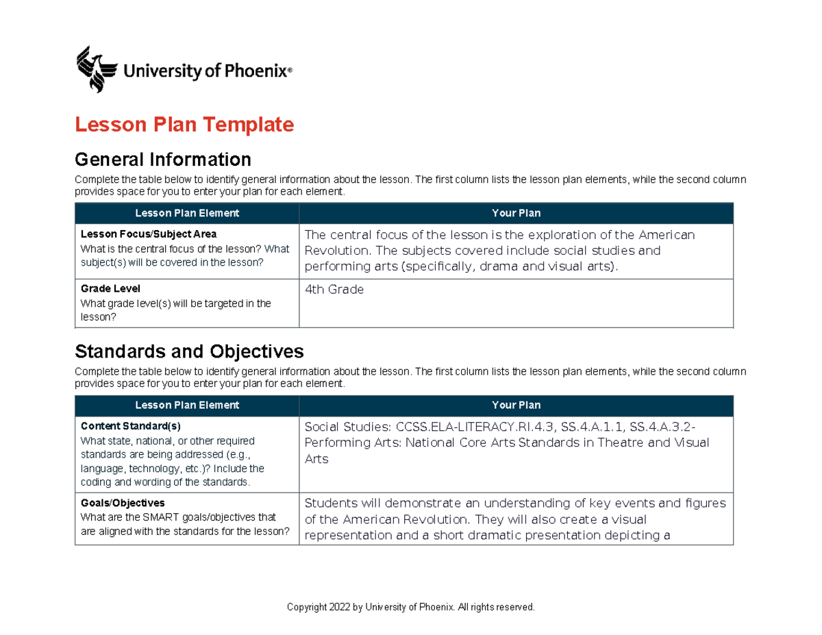 EED 436 CA lesson plan template - General Information Complete the ...