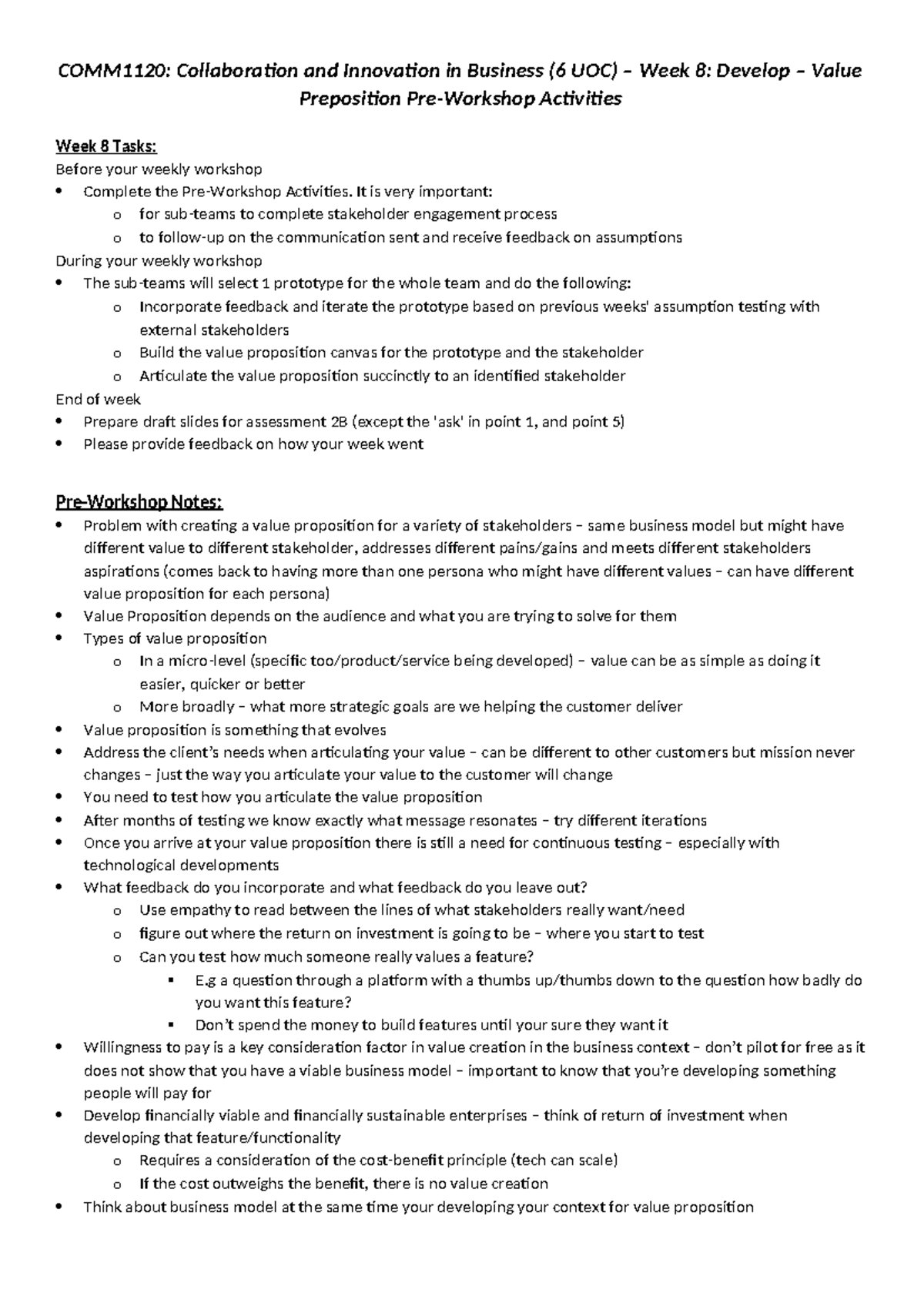 COMM1120 Week 8 - Pre Workshop + Workshop Activities - COMM1120 ...