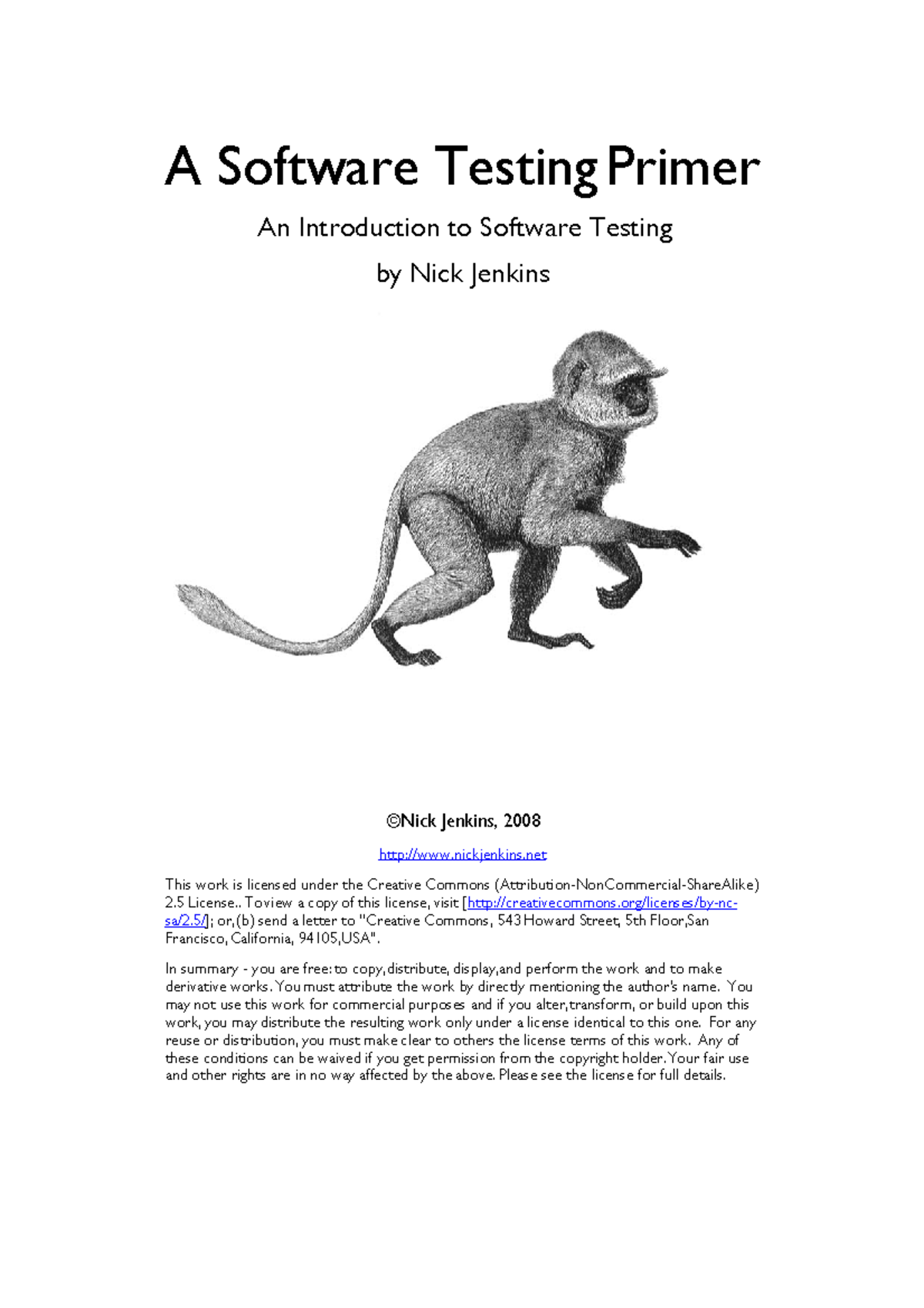 A Software Testing Primer - . To view a copy of this license, visit ...