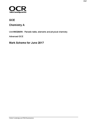 Specimen MS - Paper 3 OCR (A) Chemistry A-Level - day June 20XX ...