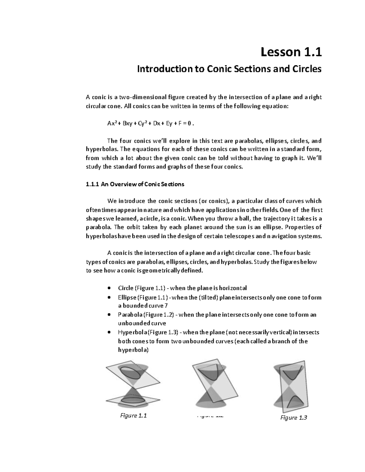 Week 001 Introduction to Conic Sections and Circles - Lesson 1 ...
