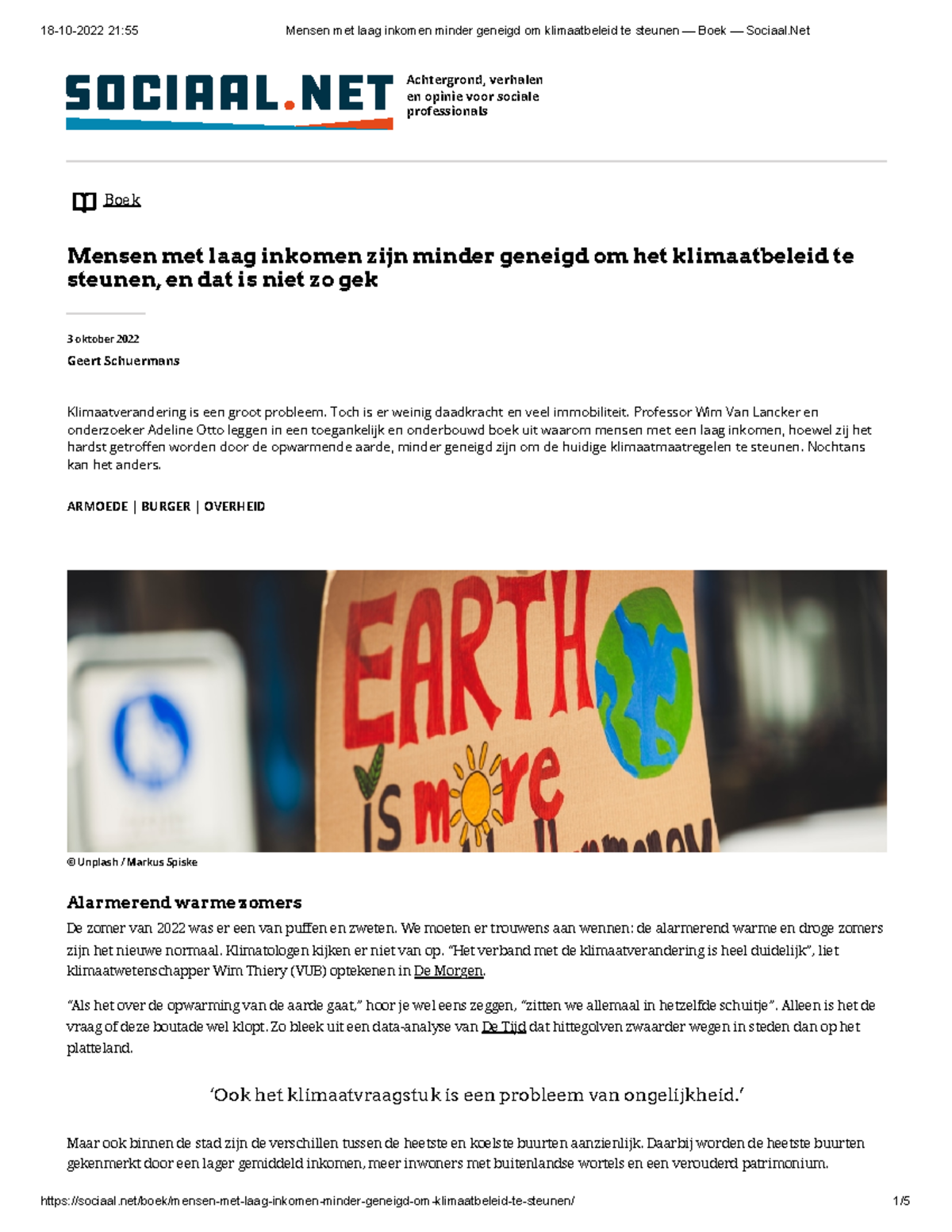 Mensen met laag inkomen minder geneigd om klimaatbeleid te steunen Boek ...