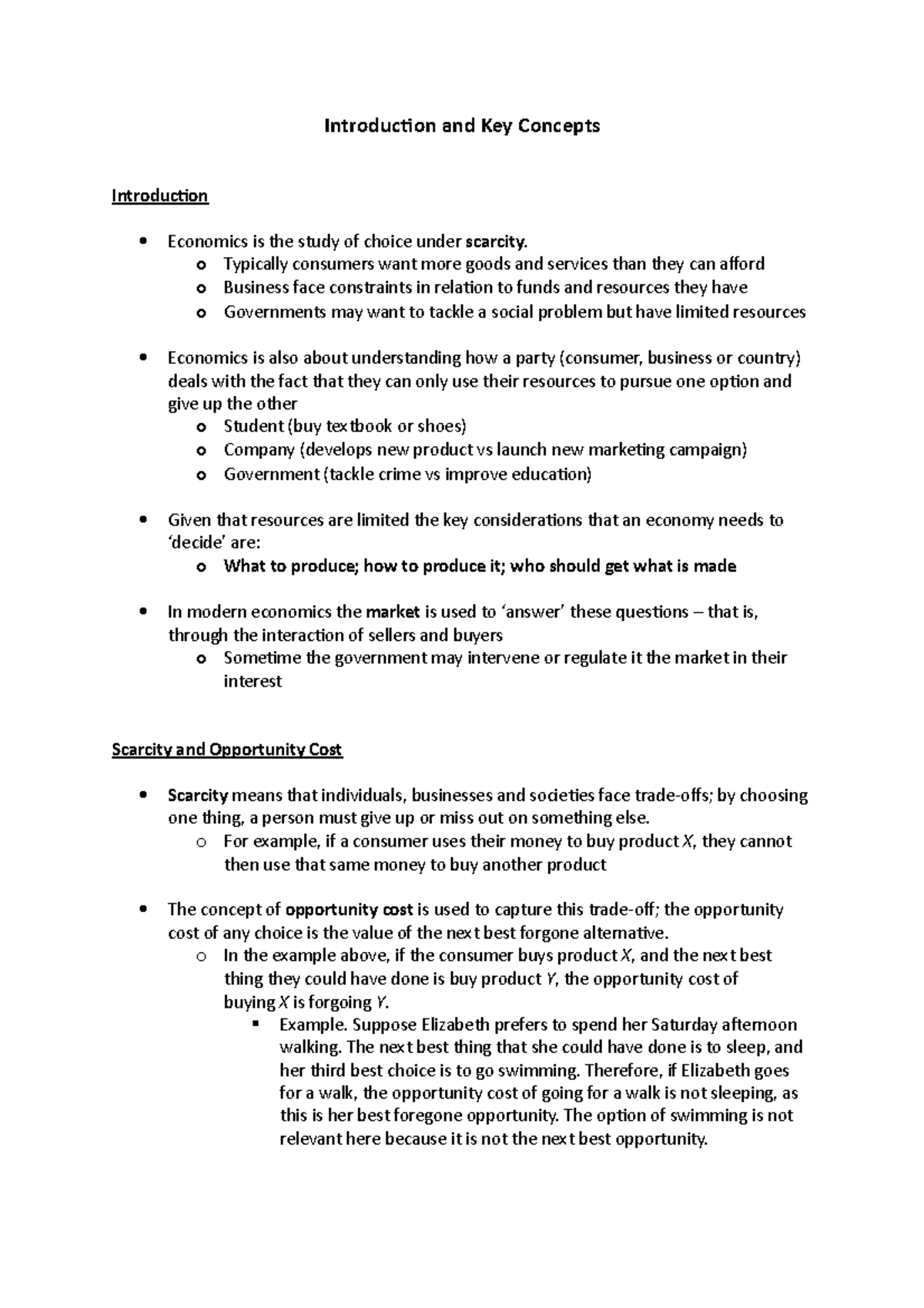 ECON 1001 - Introduction and Key Concepts - Introduction and Key ...