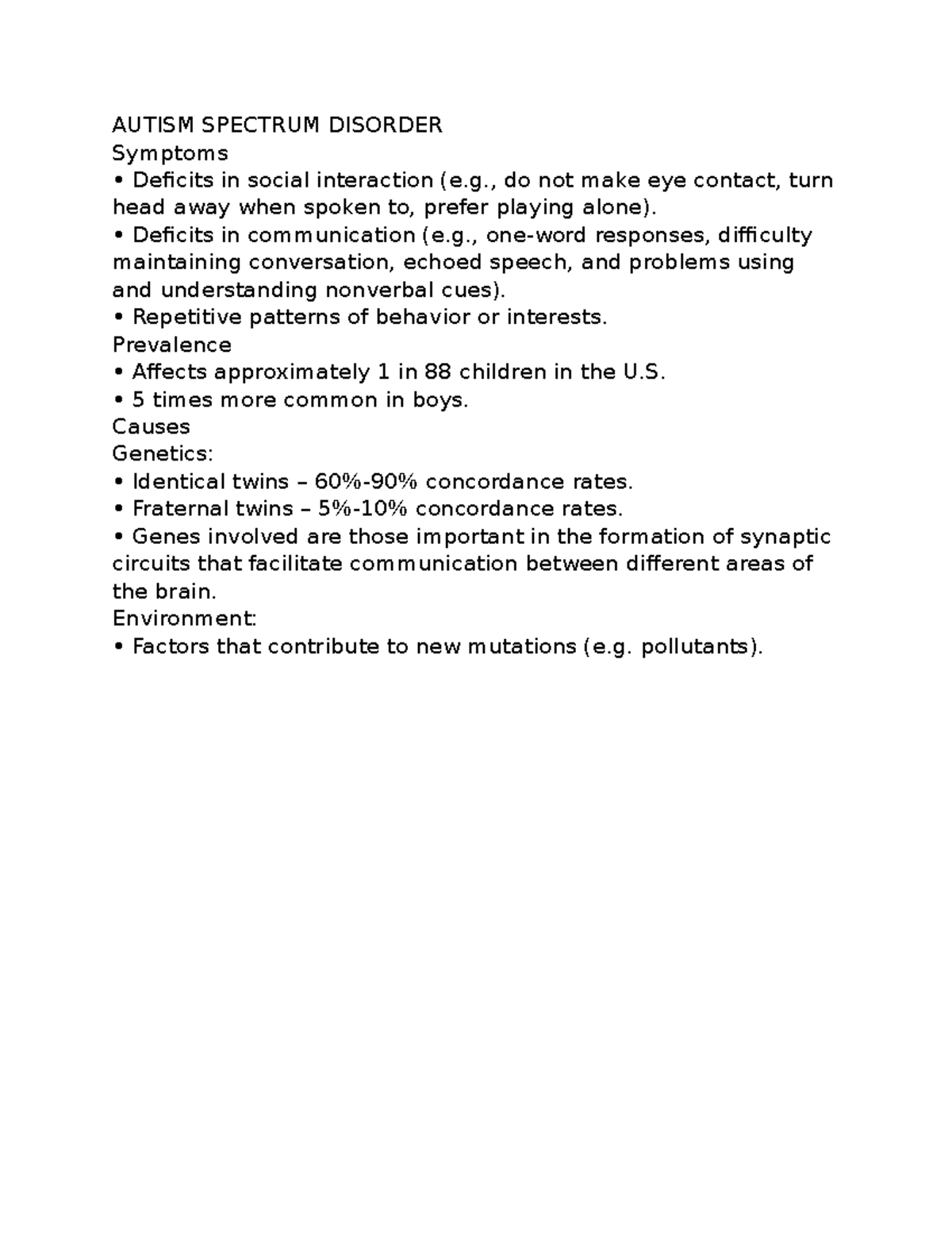 Autism Spectrum Disorder - AUTISM SPECTRUM DISORDER Symptoms Deficits ...