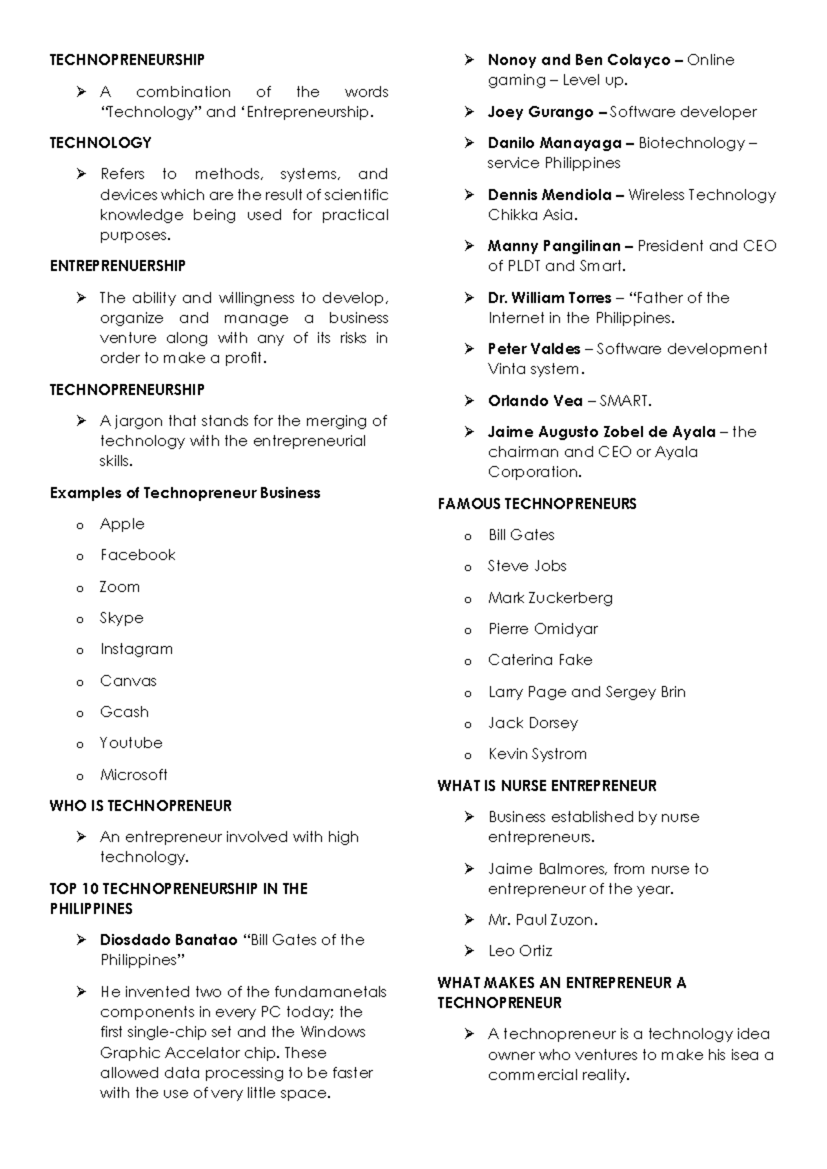 Technopreneurship Lesson 1 - TECHNOPRENEURSHIP A combination of the ...