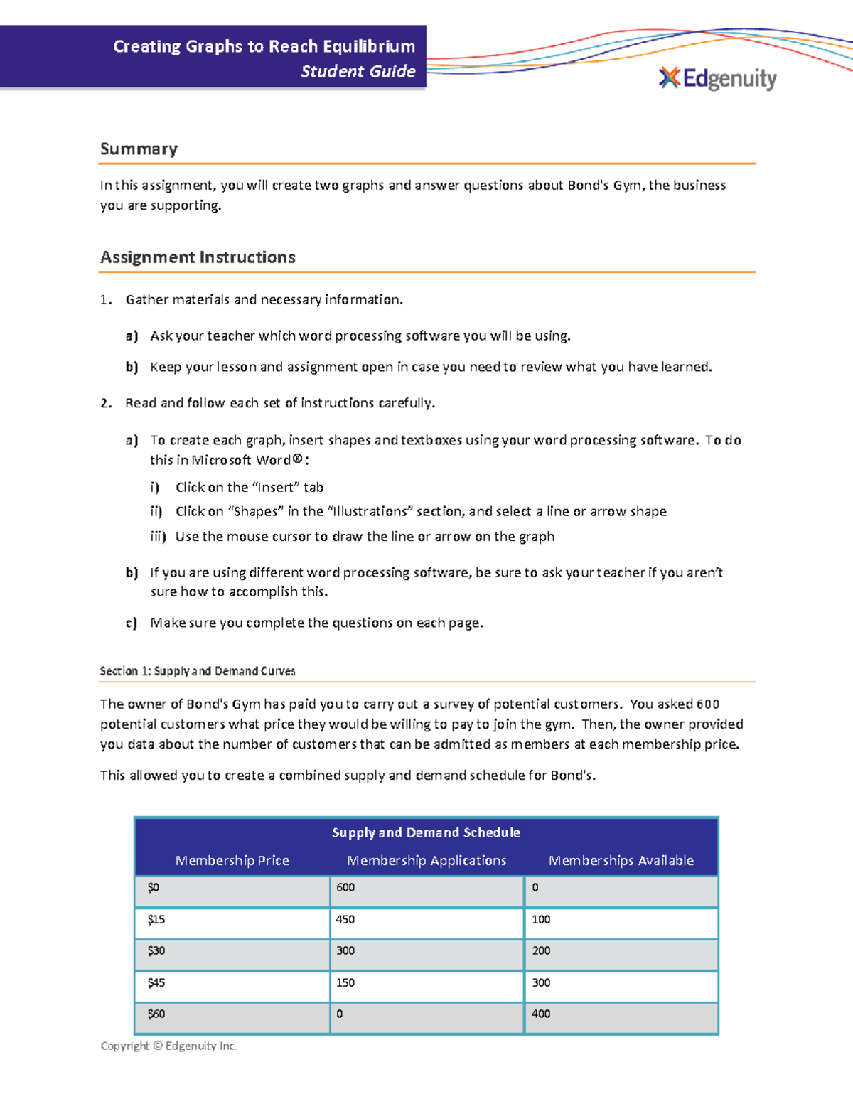Creating Graphs Student Assignment - Copyright © Edgenuity Inc ...