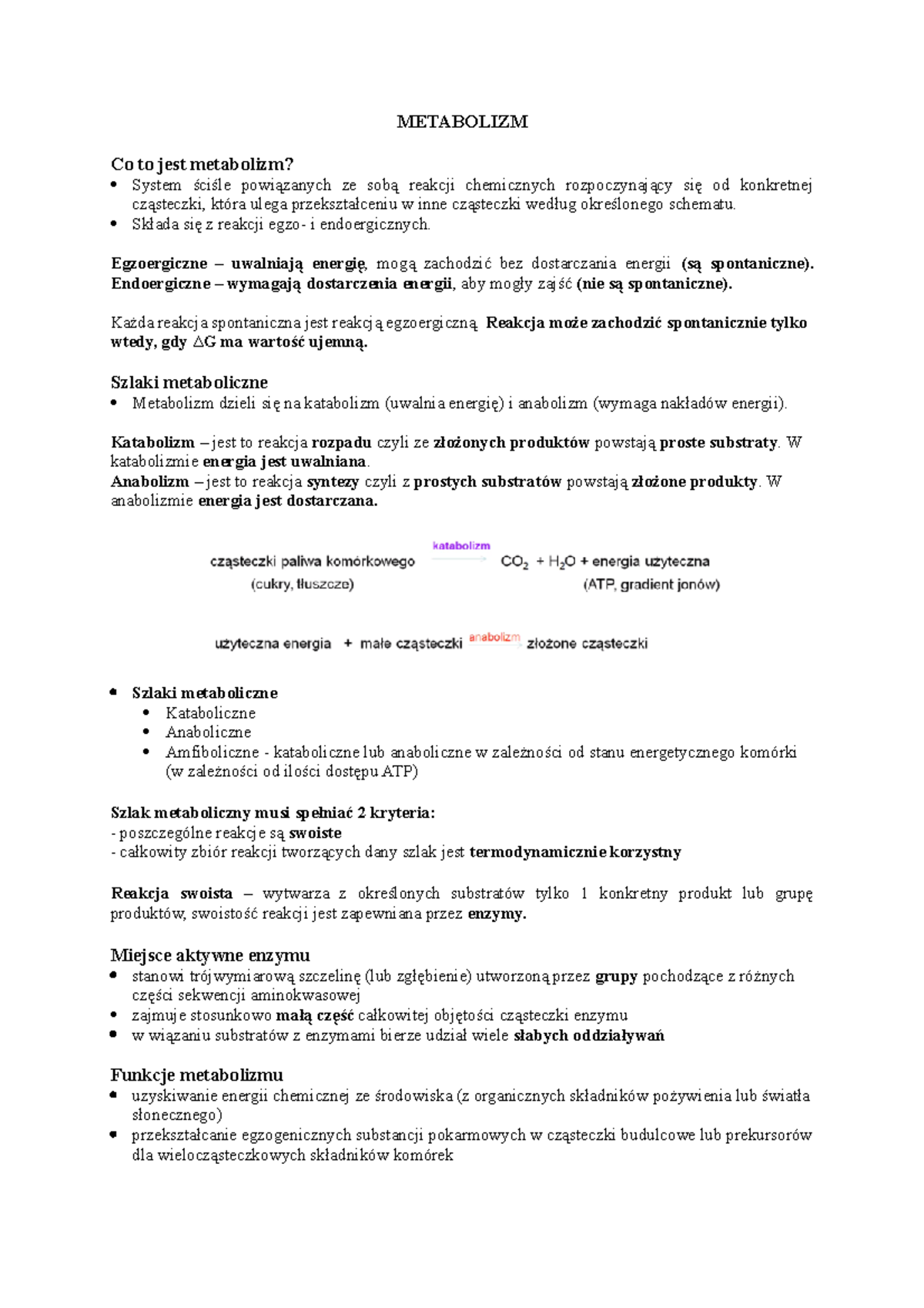 Biochemia - metabolizm, atp, reakcja pomostowa - METABOLIZM Co to jest ...