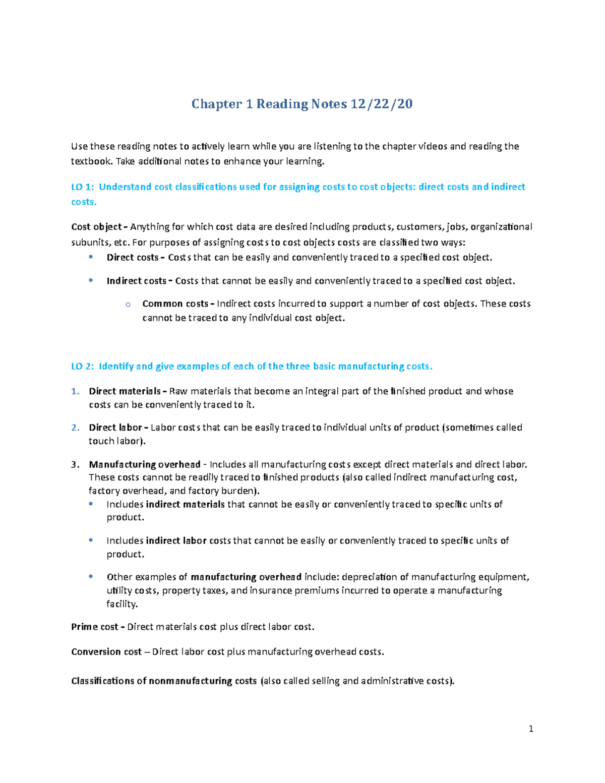 Chapter 1 Reading Notes - Chapter 1 Reading Notes 12/22/ Use these ...