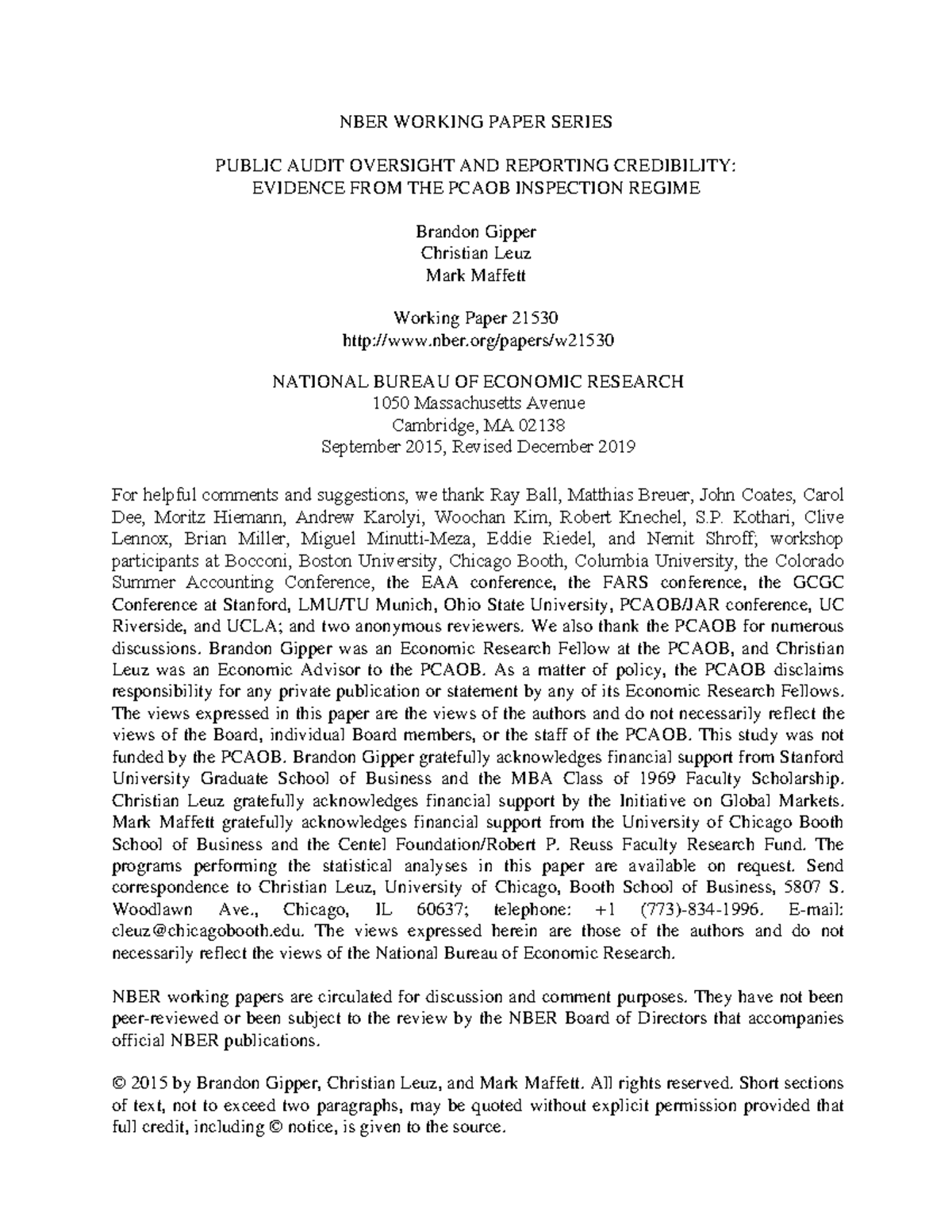 2021-Credibility of SE Communication JCP post print - NBER WORKING ...