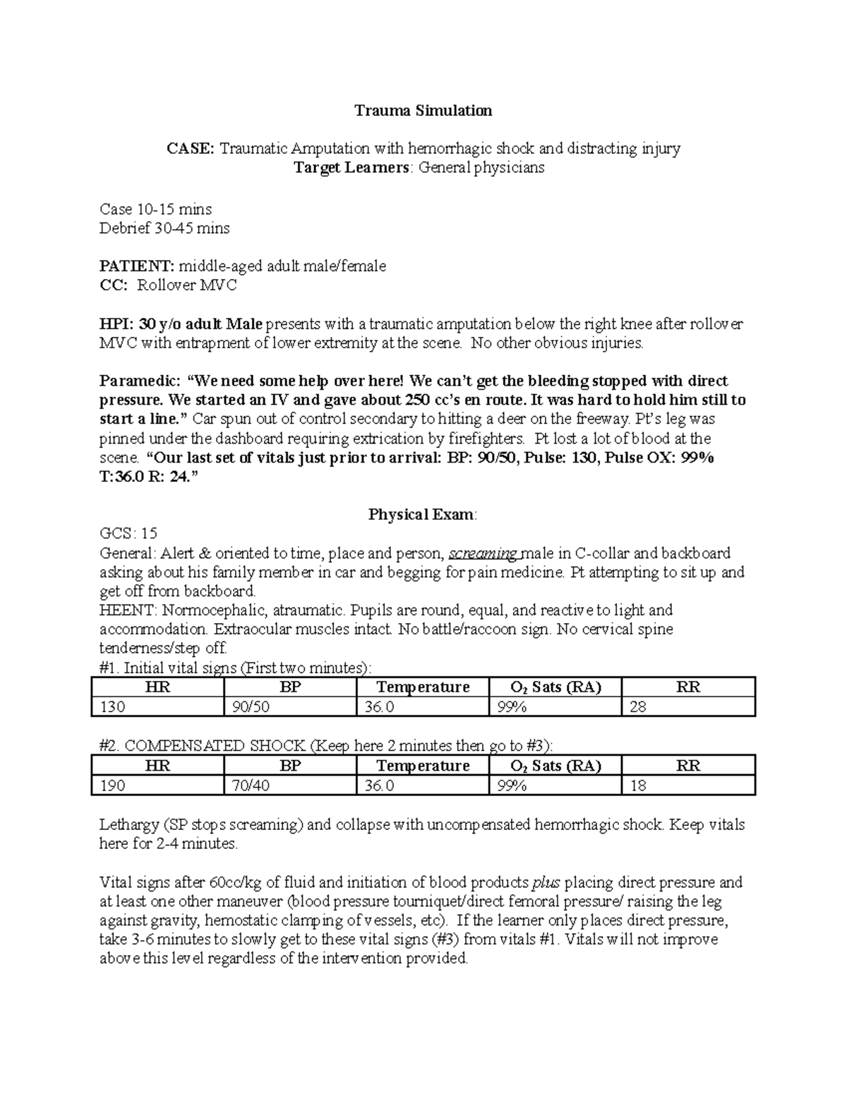 Sim Case 2 - helpful case for designing simulation scenarios - Trauma ...
