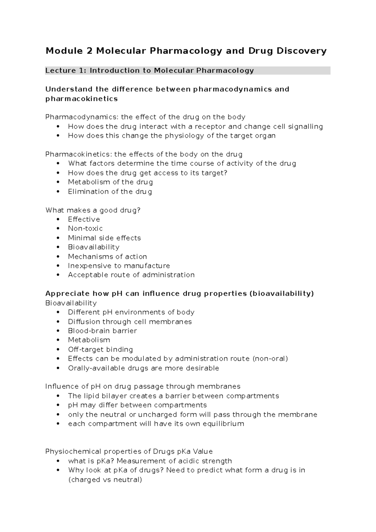 Module 2 Molecular Pharmacology and Drug Discovery - Module 2 Molecular ...